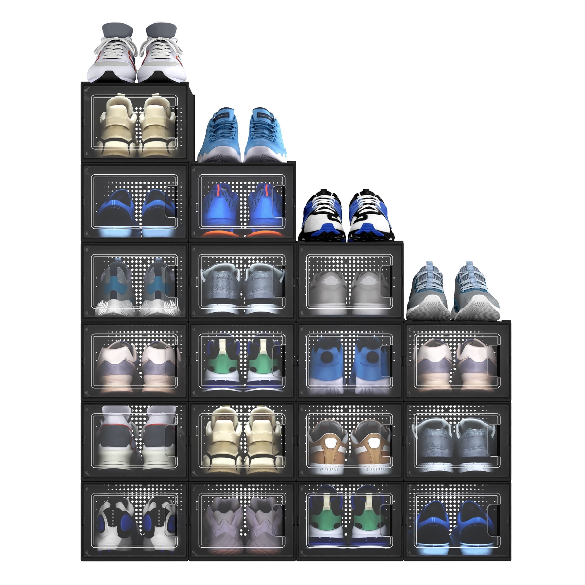 Dextrus 18-pack Stackable Medium Shoe Boxes, Transparent Plastic ...