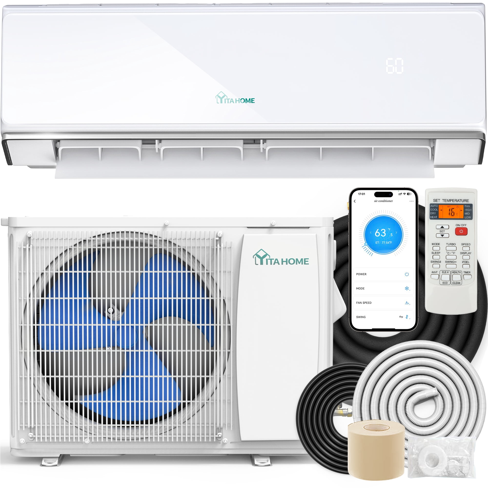 Dextrus 18000 BTU Wifi Enabled AC Heat Pump, Energy Efficient, Alexa ...