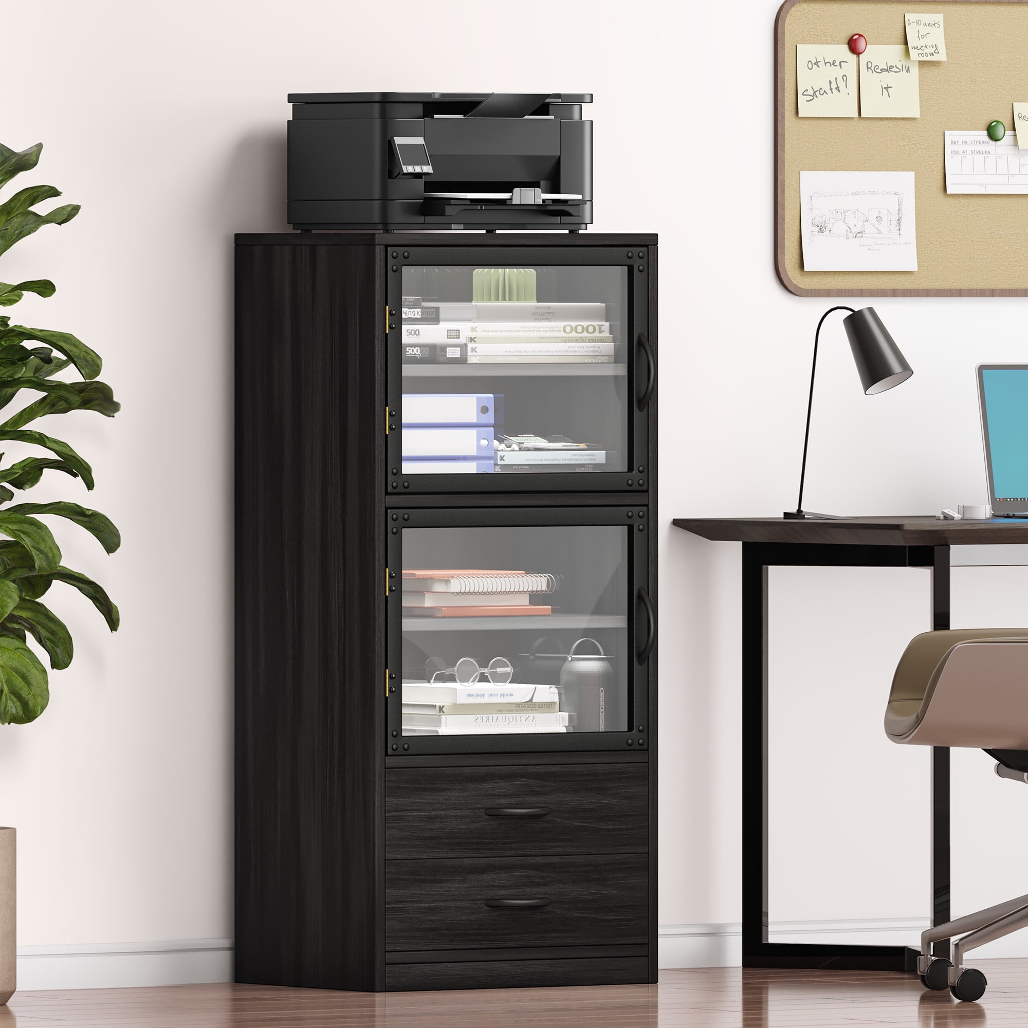 Dextrus 19.7'' Wide 2 -Drawer File Cabinet with Transparent Cabinet ...