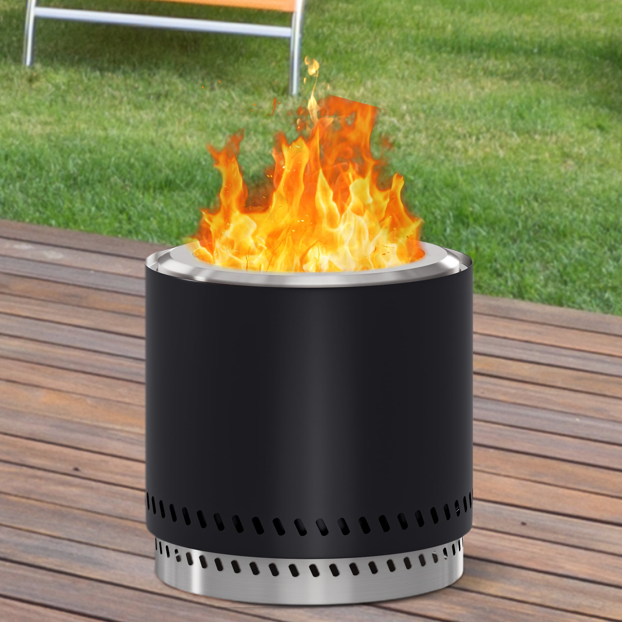 Dextrus 19-Inch Stainless Steel Smokeless Fire Pit with Removable Ash ...