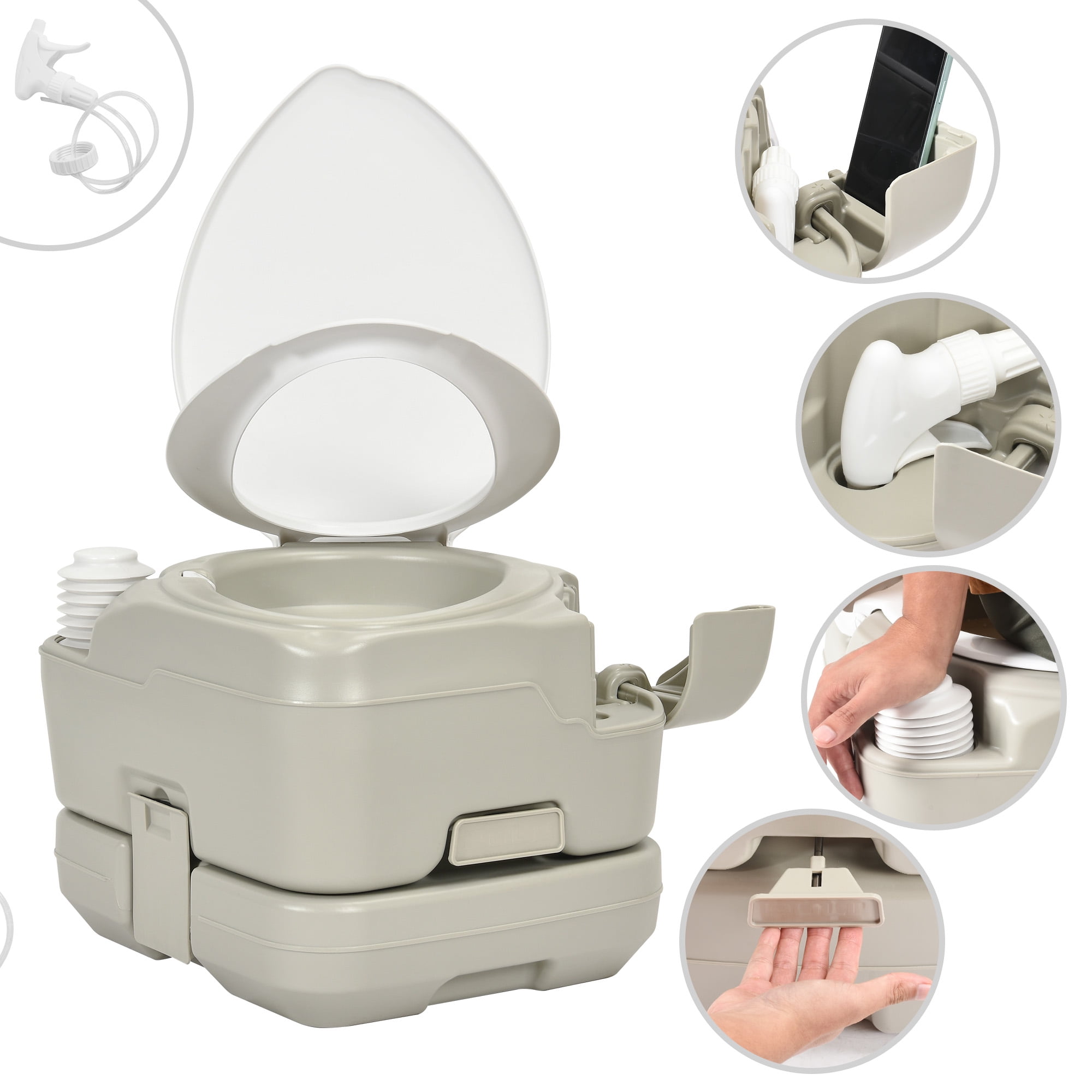 Dextrus 2.64 Gallon Portable Toilet for RV Travel with Enlarged Bowl ...