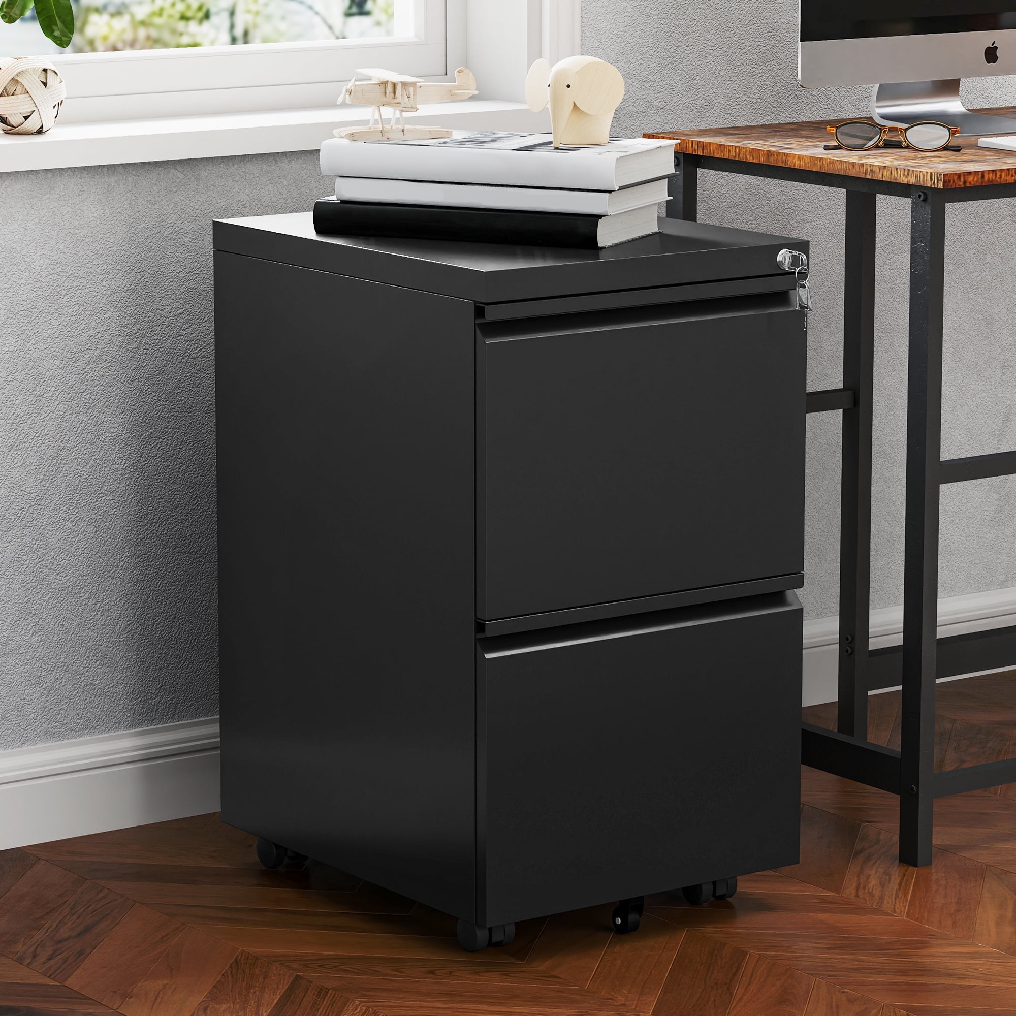 Dextrus 2 Drawer File Cabinet with Lock, 20'' Deep Office Vertical ...