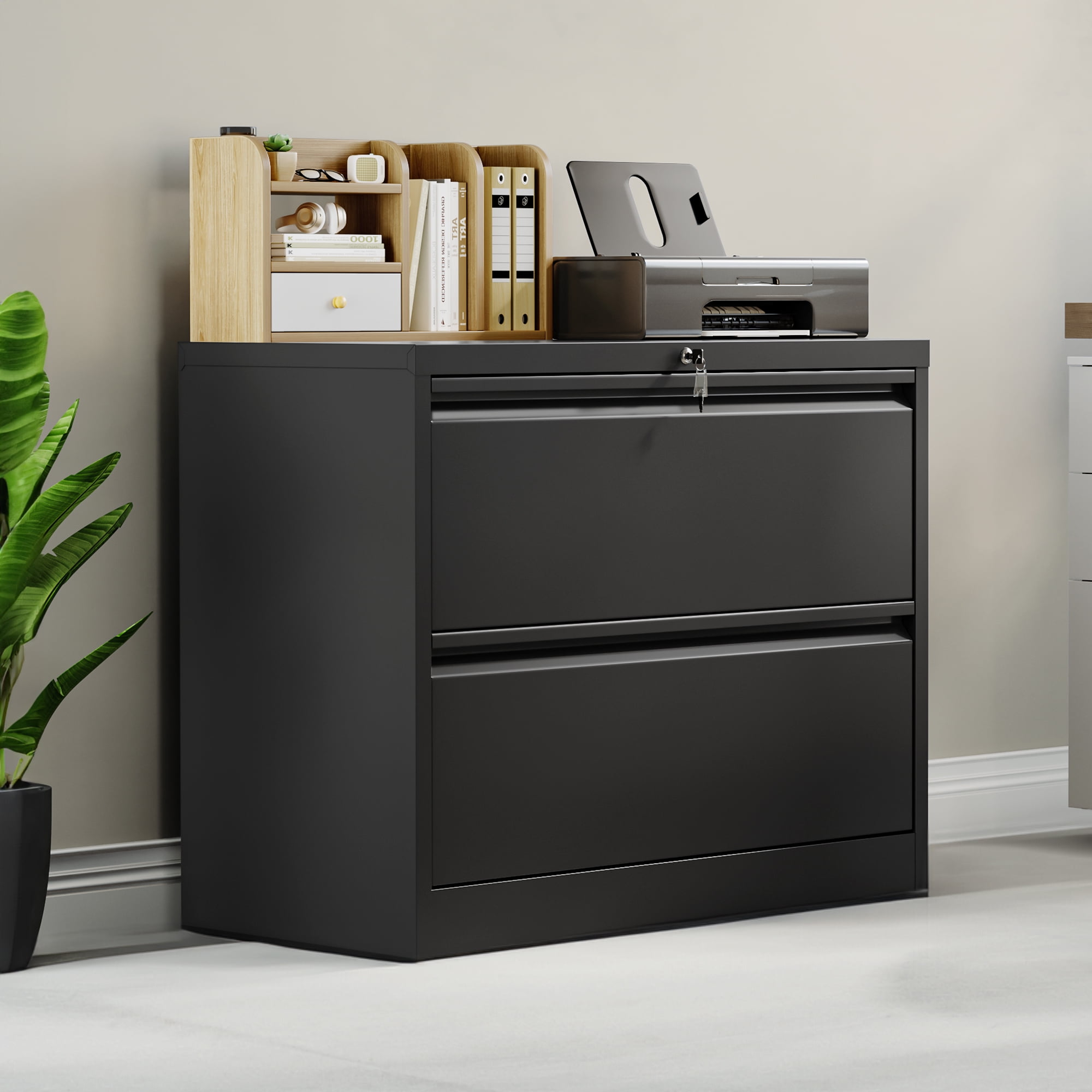 Dextrus Lockable 2-Drawer Lateral File Cabinet, Wide Metal Filing ...