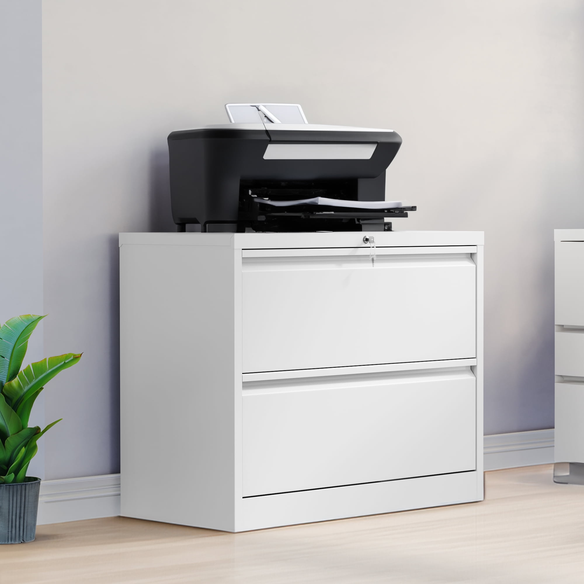 Dextrus 2-Drawer Lateral File Cabinet with Lock, Wide Metal Stainless ...