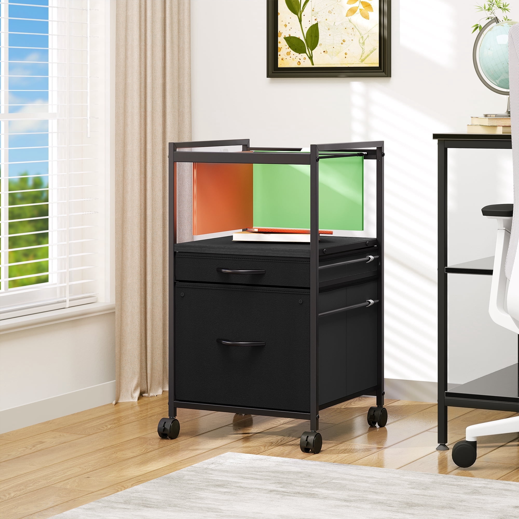 Dextrus 2 Drawer Mobile File Cabinet, Vertical Fabric File Cabinet with ...