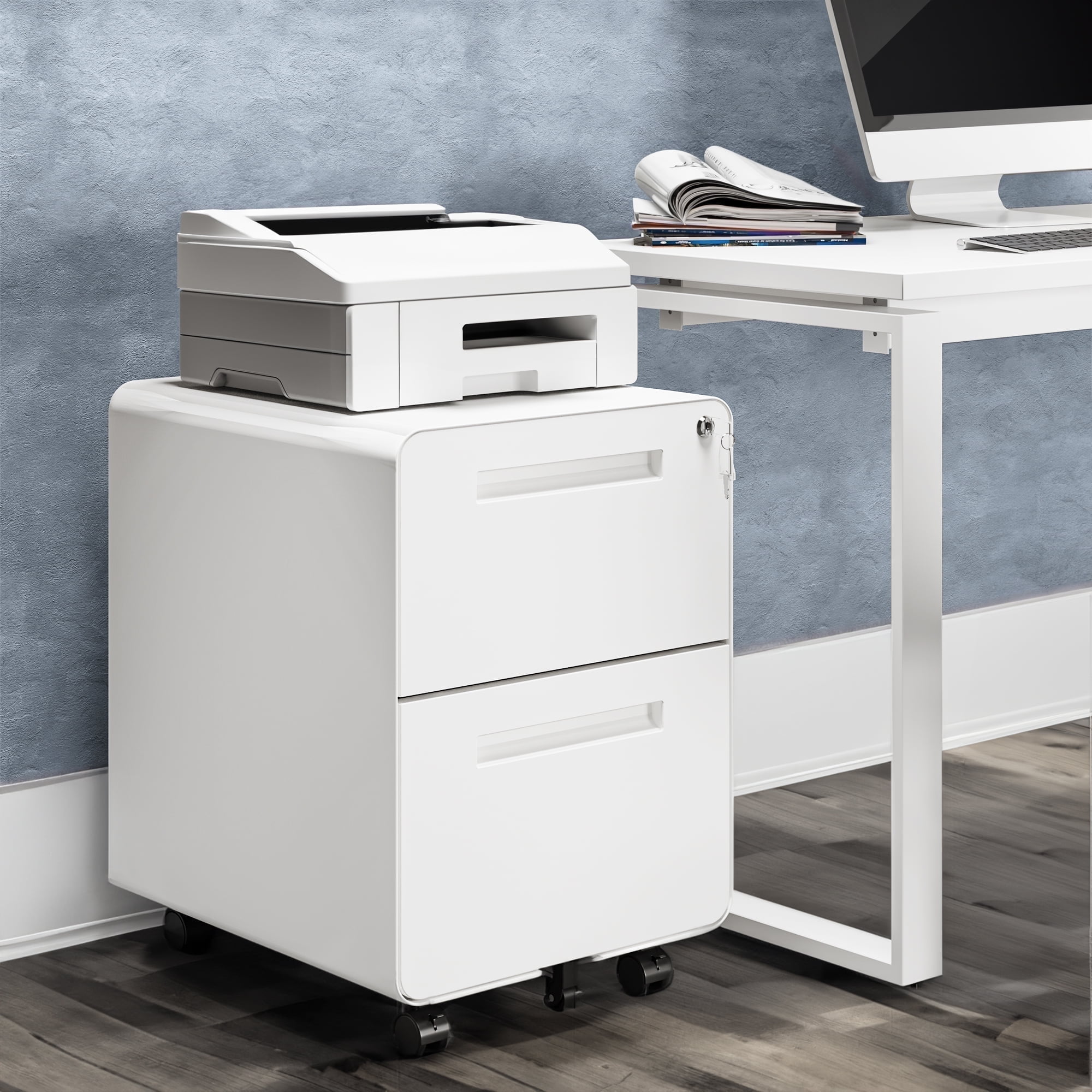 Dextrus 2-Drawer Metal File Cabinet, Mobile With Lock, Anti-Tilt ...