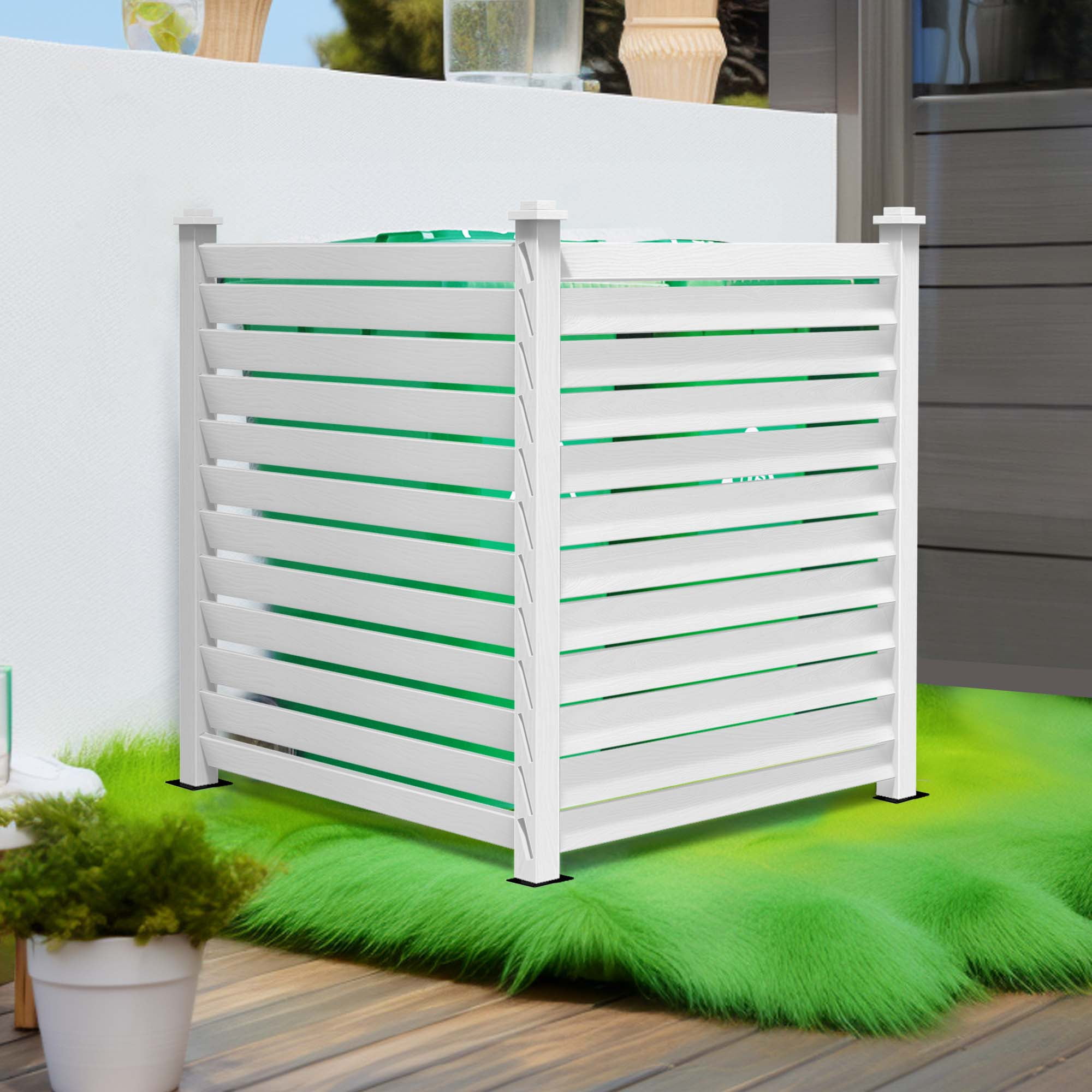 Dextrus 2-Panel AC Fence, Outdoor Privacy Screen for Trash Cans, Pool ...