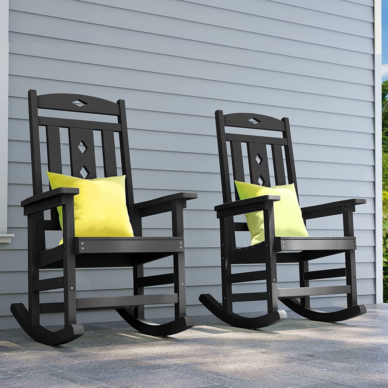 Dextrus 2 Pcs Adirondack Style Patio Rocking Chair, Weatherproof for ...