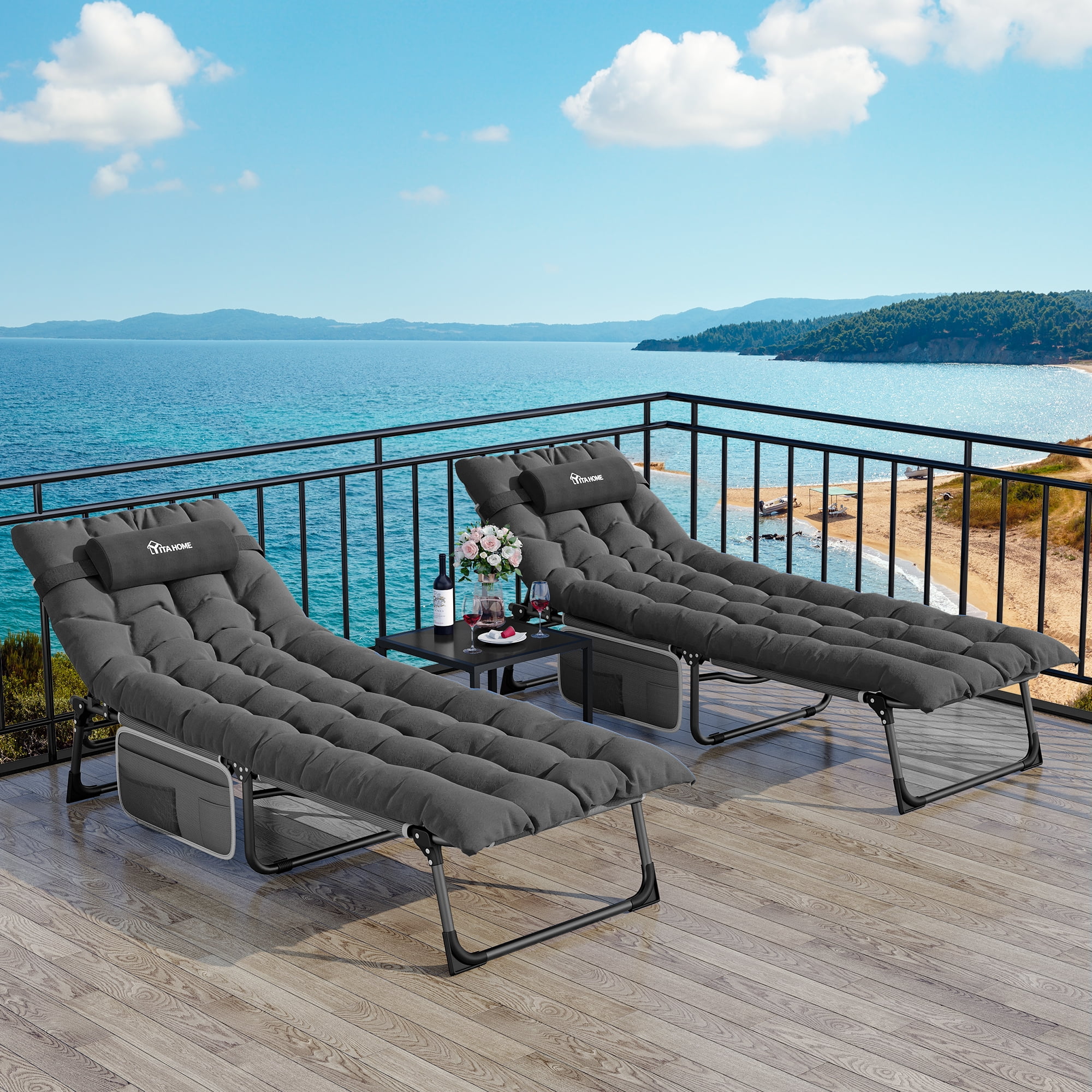 Dextrus 2 Pcs XL Black Camping Cots 4+2 Portable Cot with Mattress ...