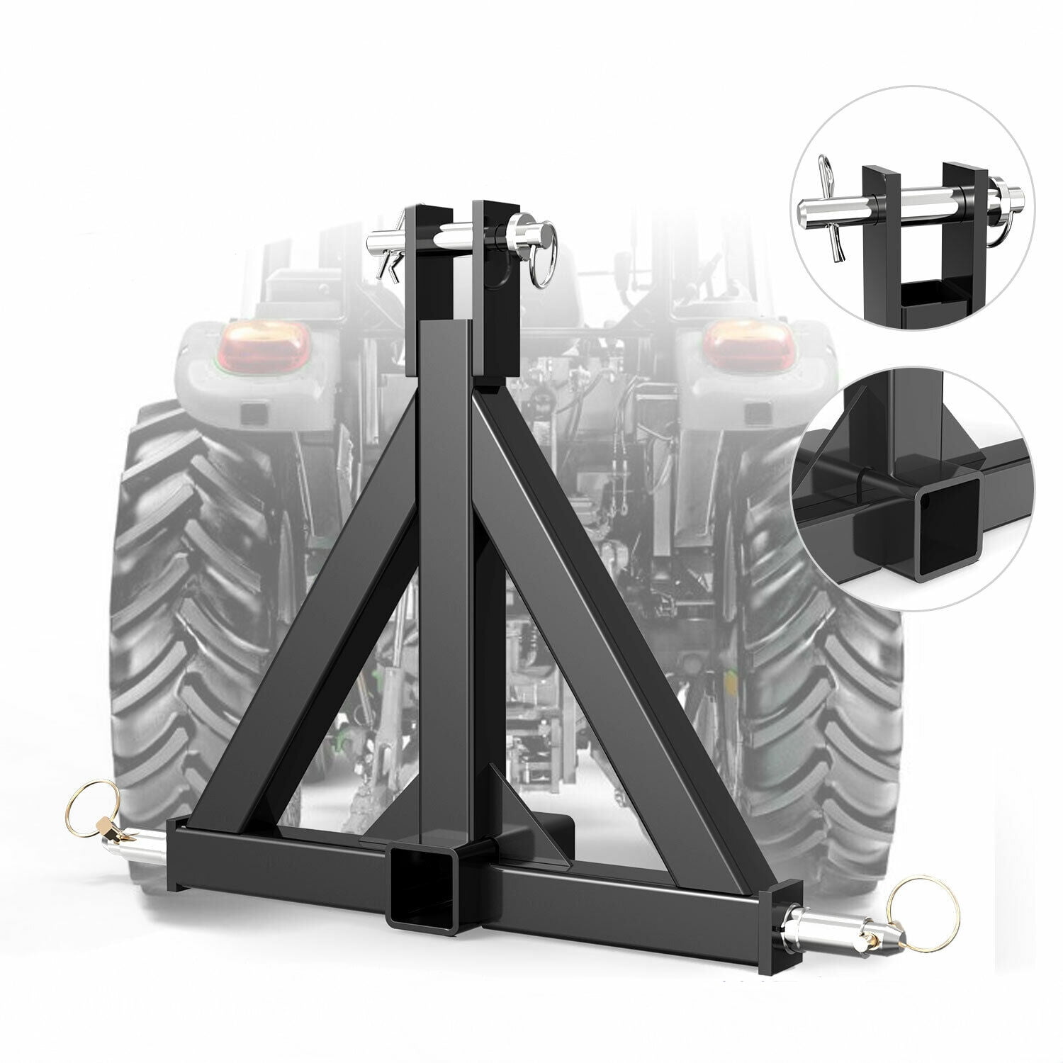 Dextrus 2" Receiver Trailer Hitch Kubota Category 1 Tractor Tow Drawbar ...