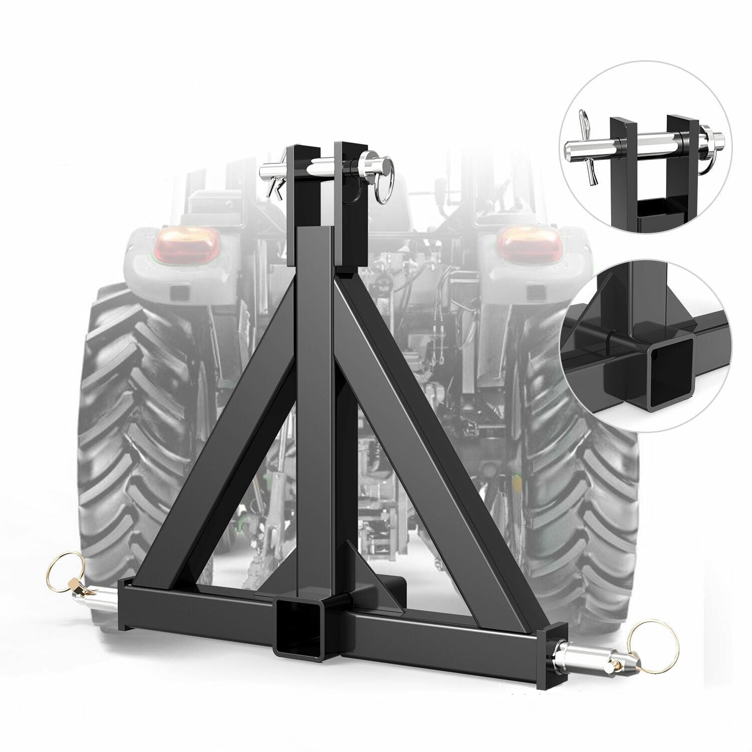 Dextrus 2" Receiver Trailer Hitch Kubota Category 1 Tractor Tow Drawbar ...