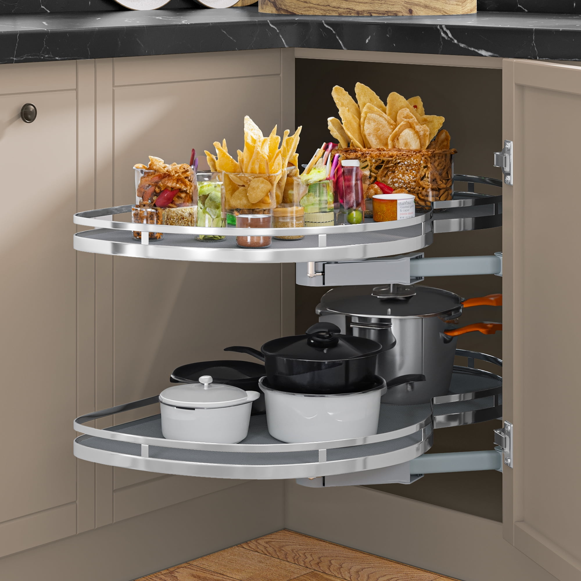 DEXTRUS 2-Tier Swing Tray, Soft Close Blind Corner Kitchen Cabinet ...