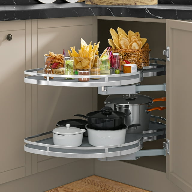 DEXTRUS 2-Tier Swing Tray, Soft Close Blind Corner Kitchen Cabinet ...