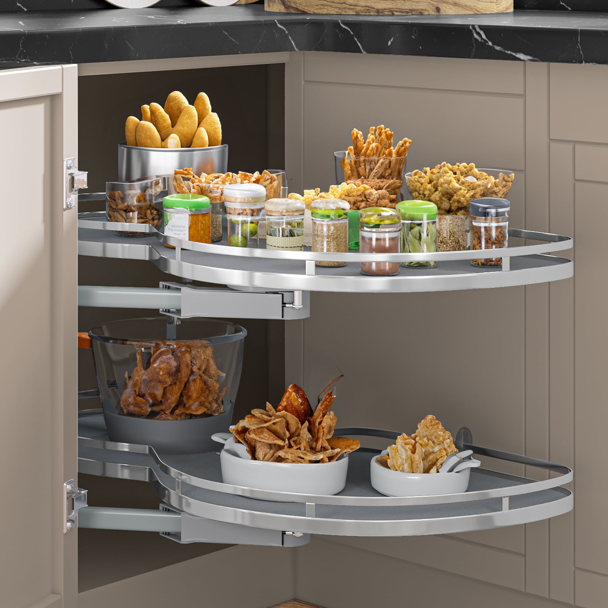 DEXTRUS 2-Tier Swing Tray, Soft Close Blind Corner Kitchen Cabinet ...