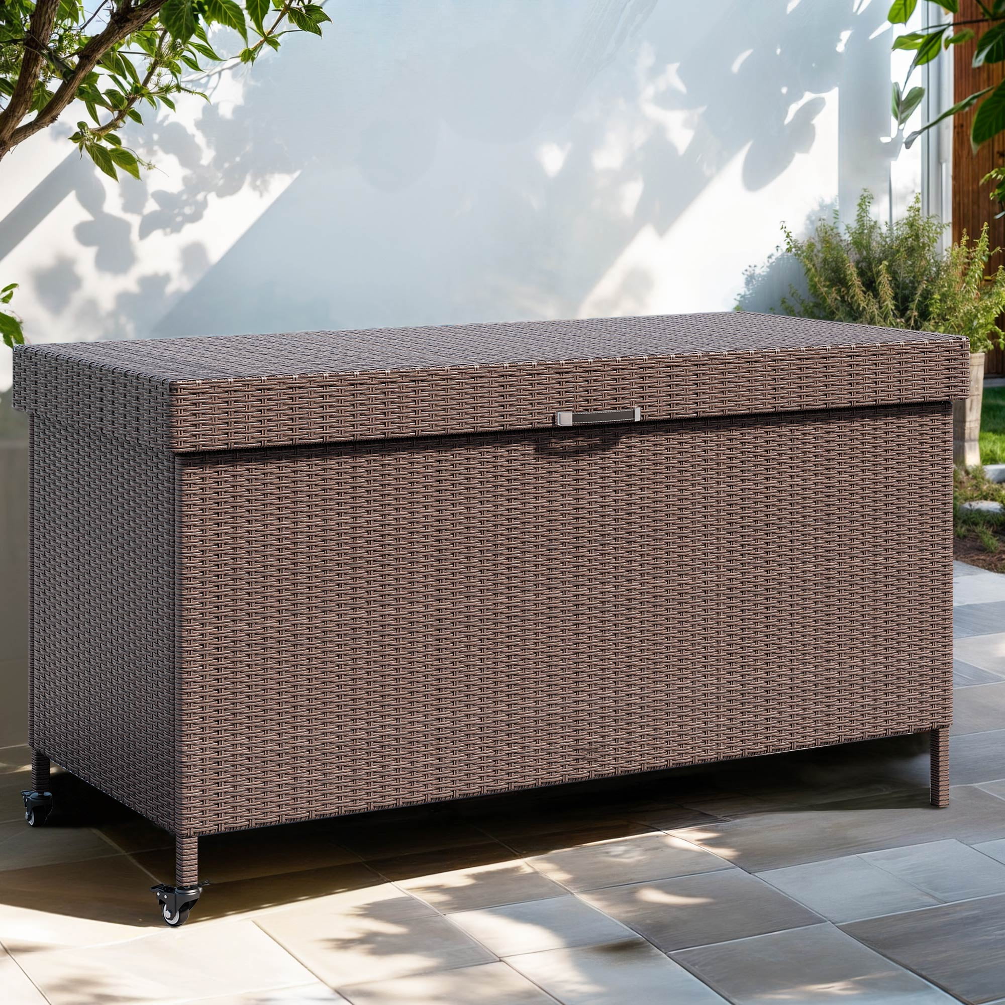 Dextrus 200 Gallon Outdoor Wicker Storage Box, Waterproof Patio ...