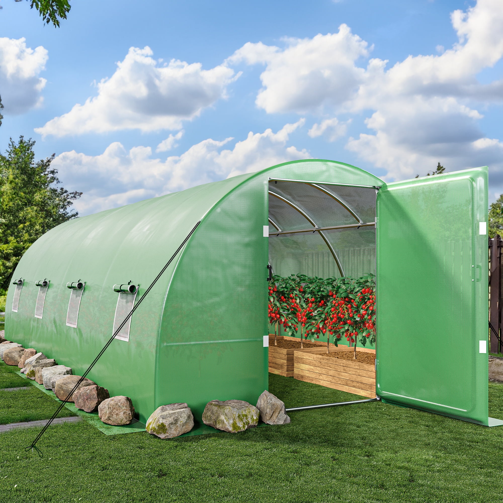 Dextrus 20x10x7ft Heavy Duty Walk-in Greenhouse, Extra Large Outdoor ...
