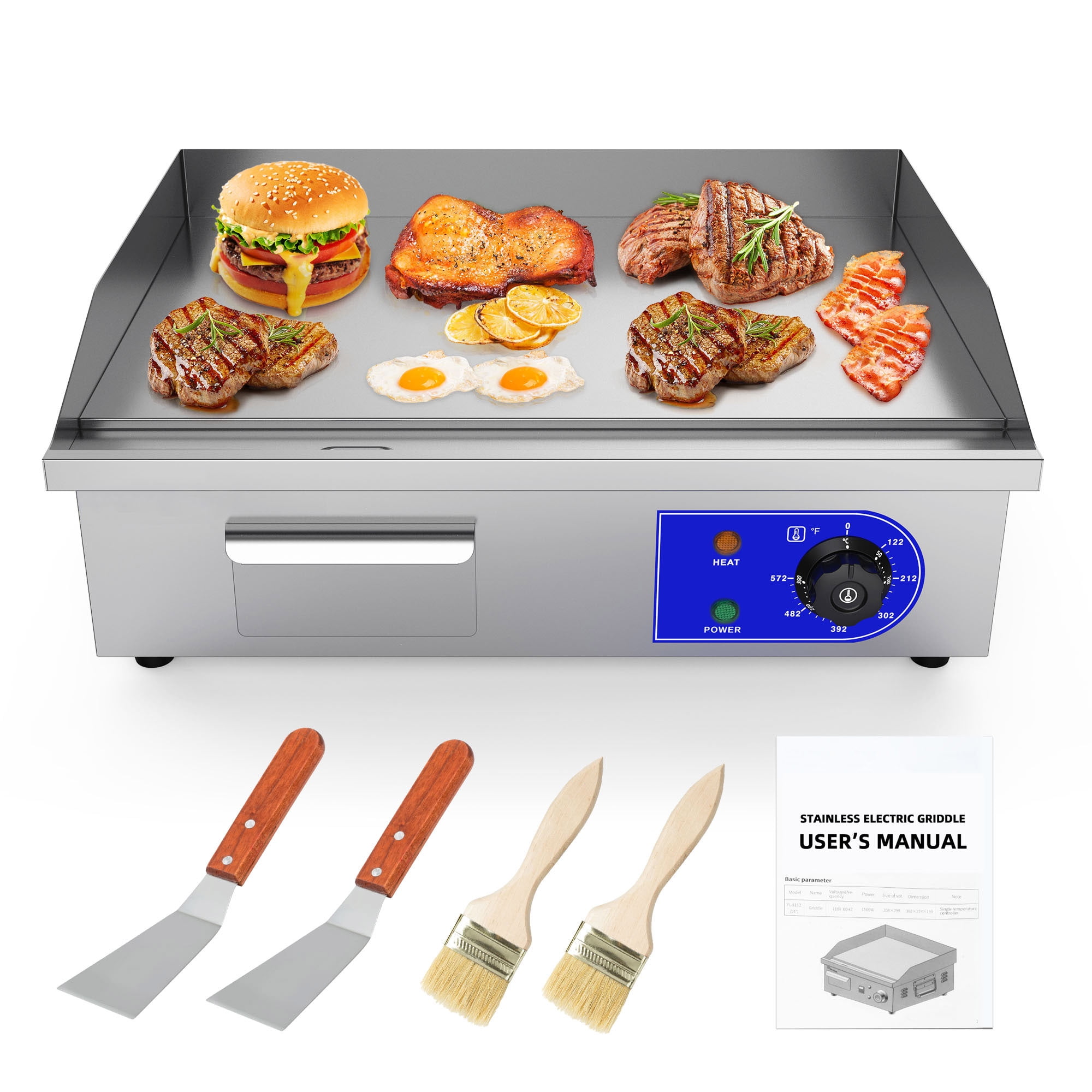 Dextrus 22" Electric Countertop Griddle, 110V 3000W Non-Stick ...