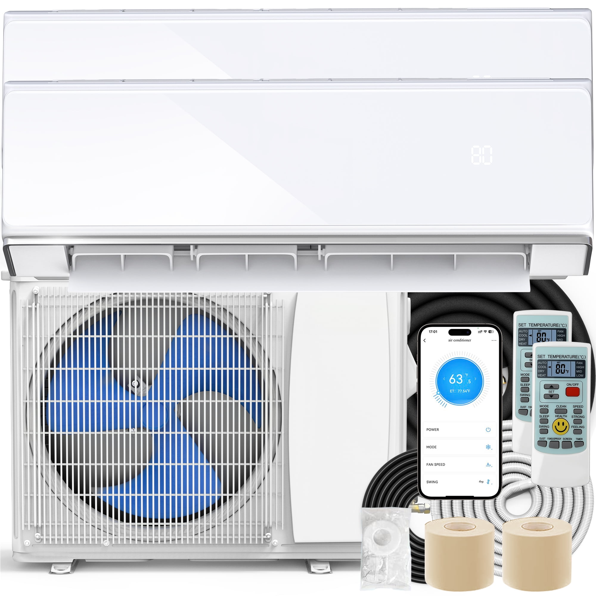 Dextrus 23 SEER2 24K BTU 2-Zone Mini Split AC/Heating, 2*12000 BTU ...