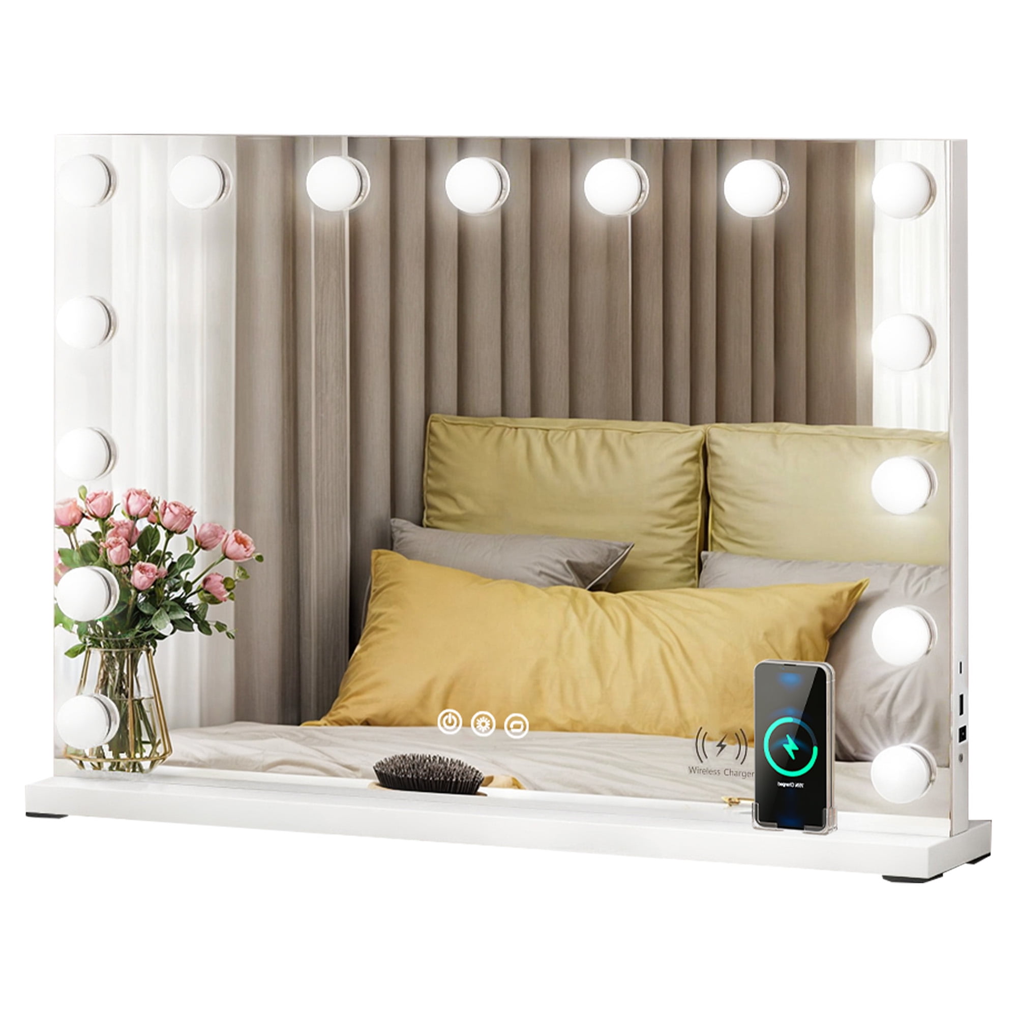 Dextrus 23''x17'' Vanity Mirror with Lights & USB, Hollywood Vanity ...