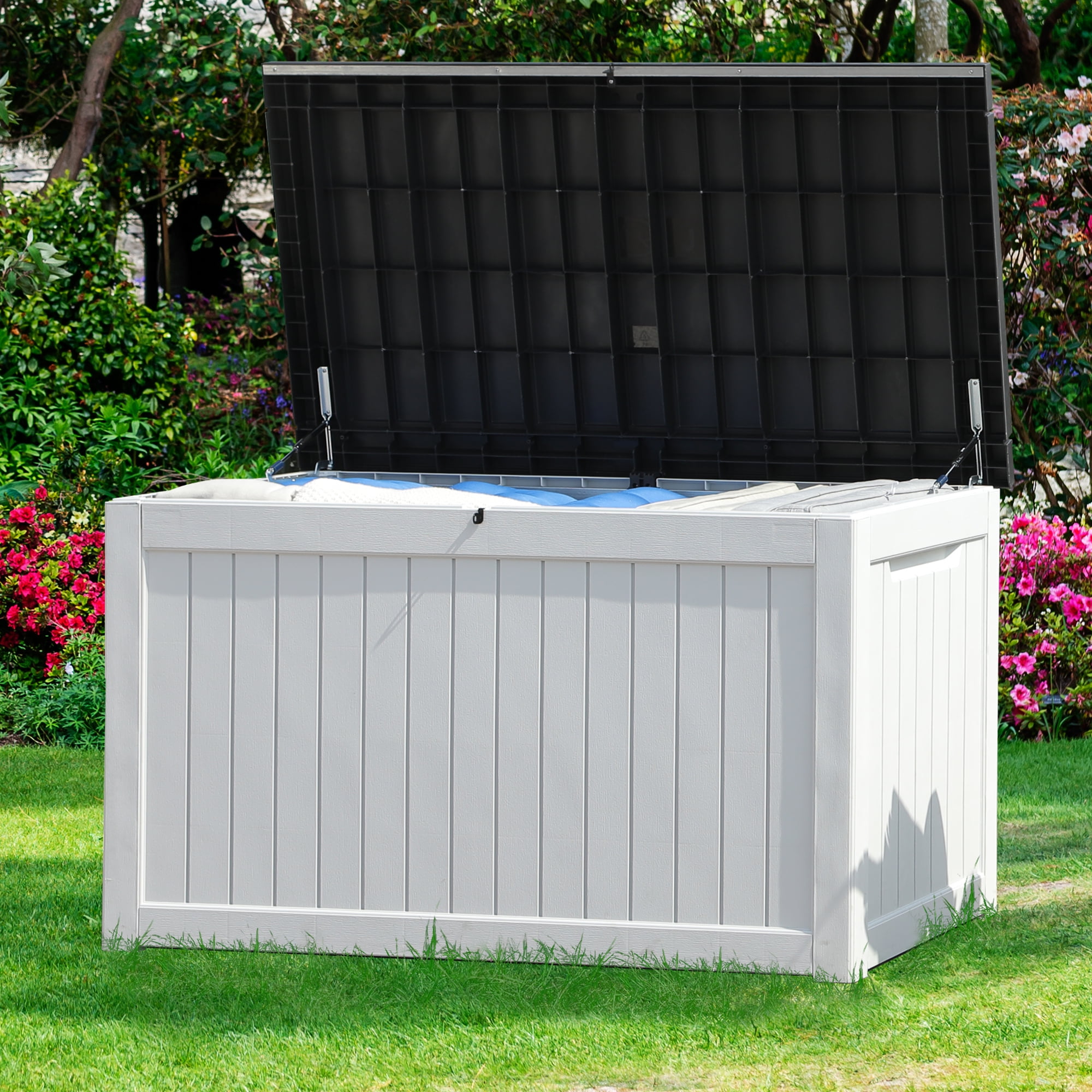Dextrus 230 Gallon Outdoor Resin Deck Box, Weatherproof Storage, White ...