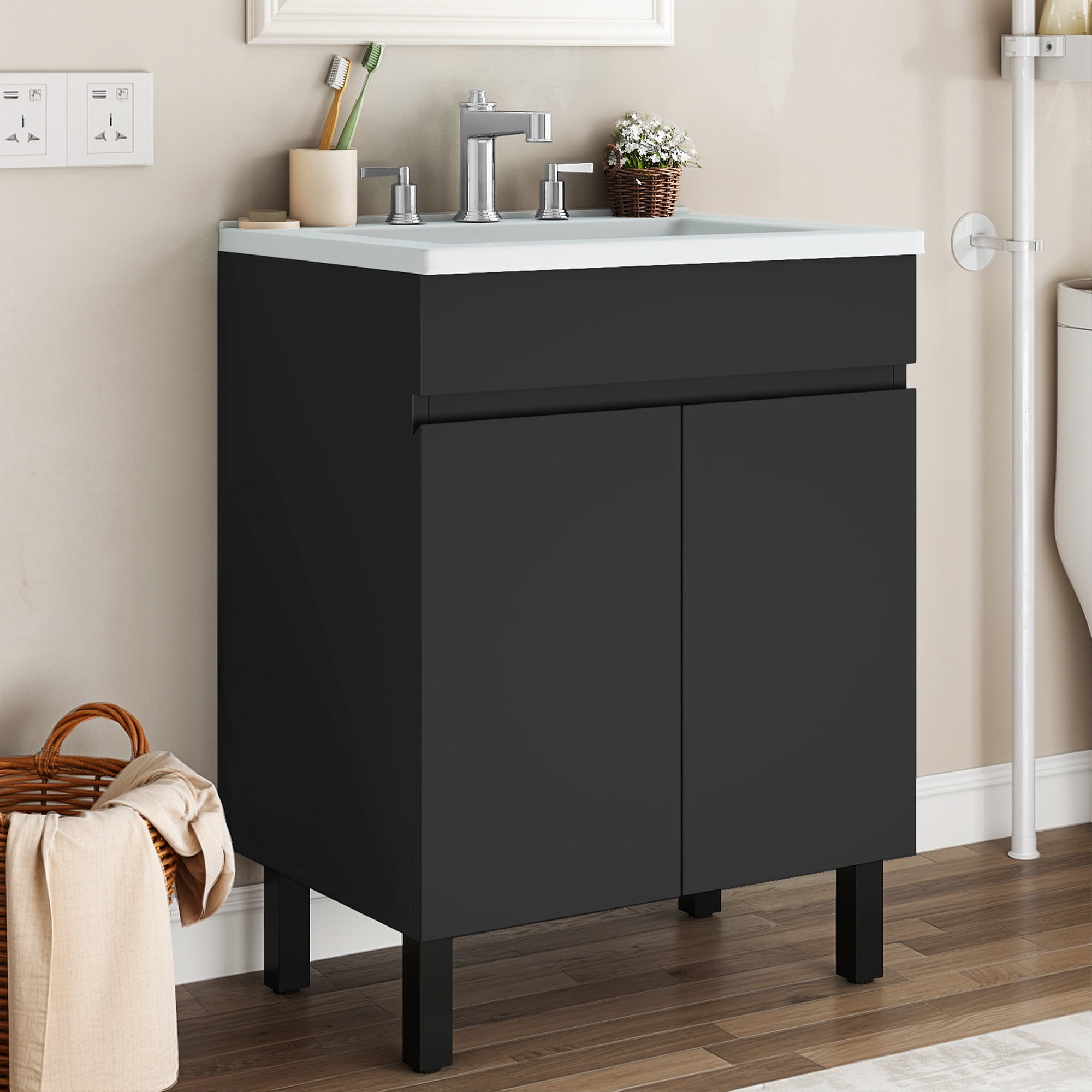Dextrus 24.9" Bathroom Vanity with Top Sink, Modern Free Standing ...