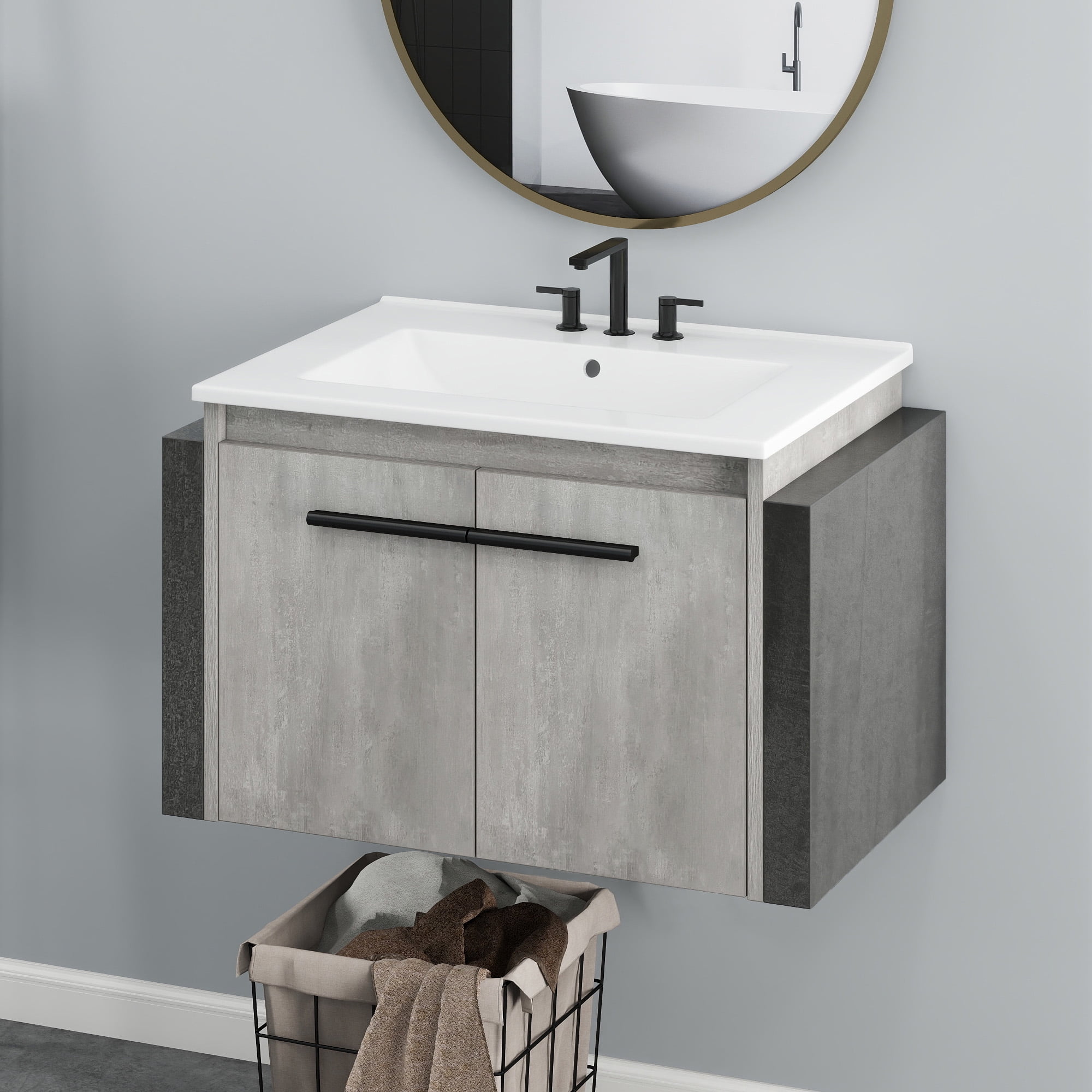 Dextrus 24" Floating Bathroom Vanity, Modern Wall Mount Bathroom Vanity ...