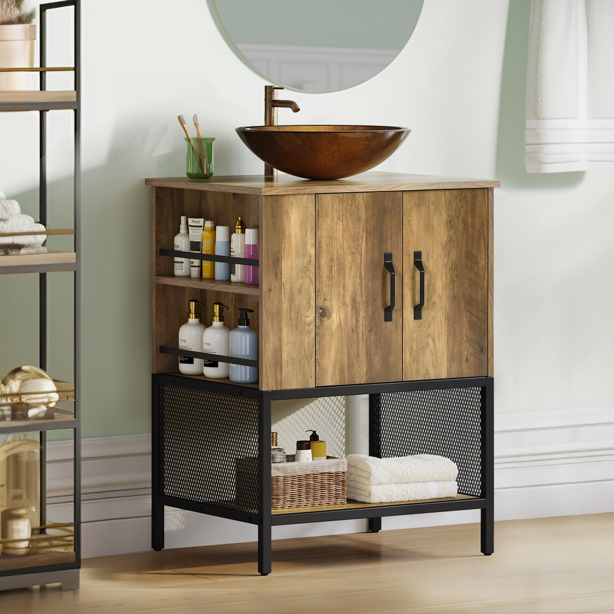Sagehill Designs AC3021DN Rustic Oak American Craftsman 30" Oak Vanity ...
