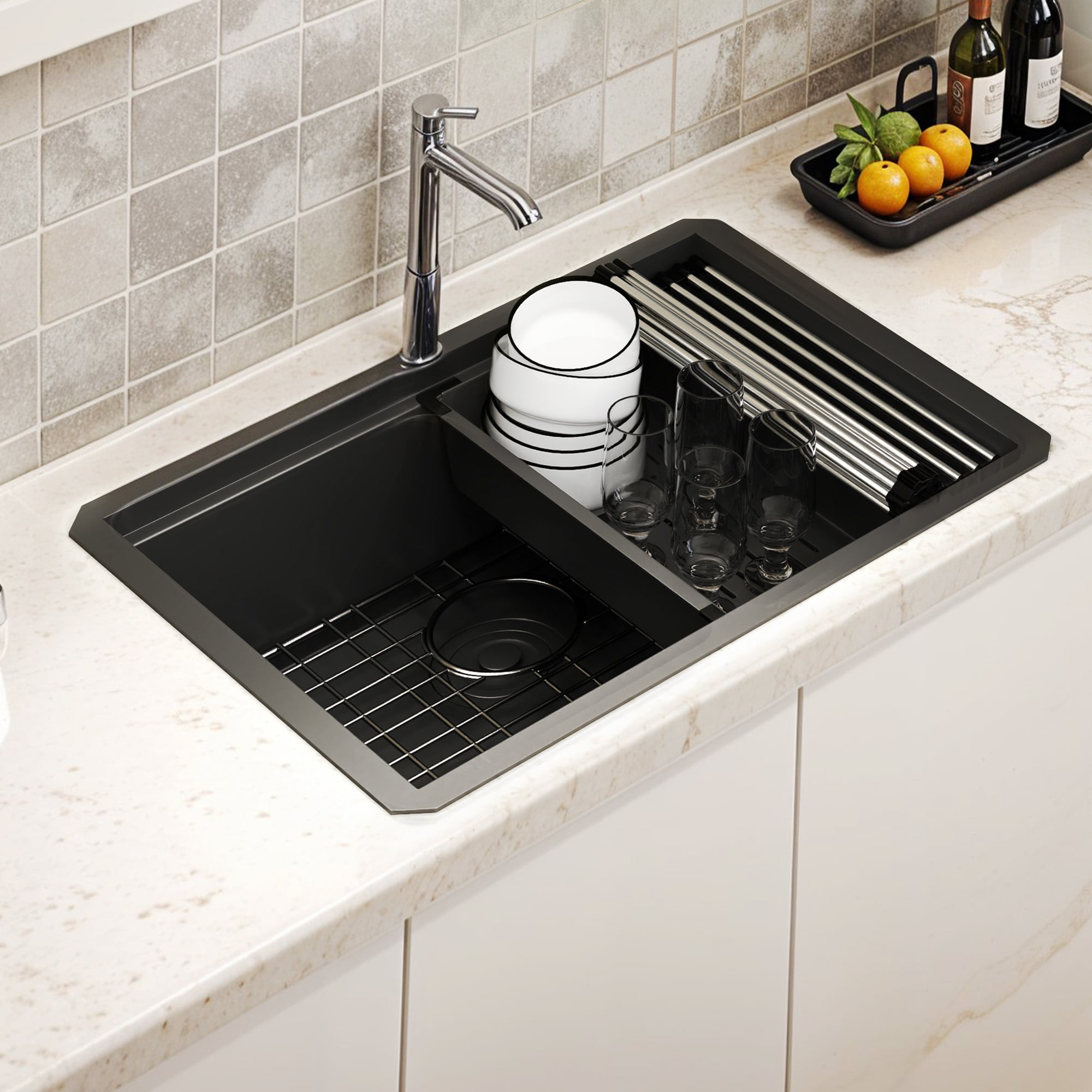 Dextrus 24 In Kitchen Drop-In Sinks, 16 Gauge Stainless Steel Single ...