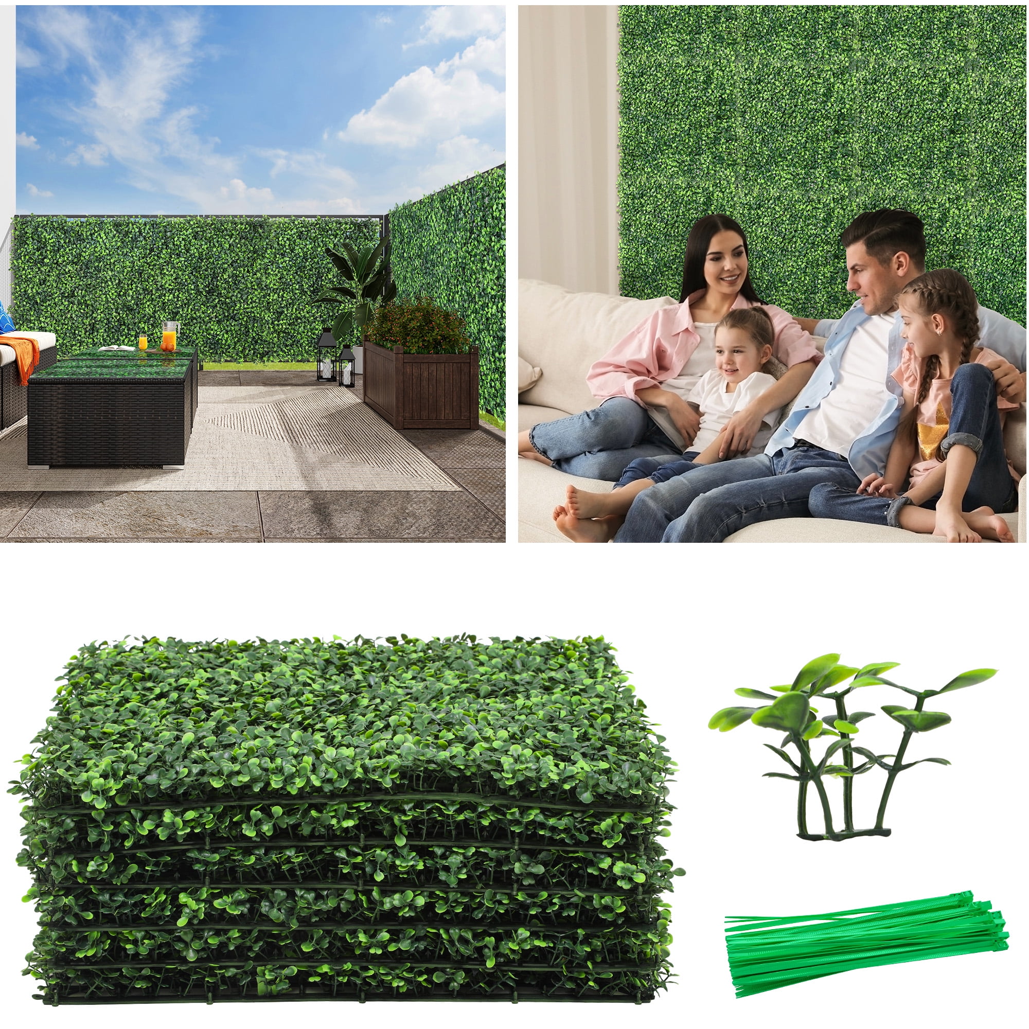 Dextrus 24 PCS 20"x20" Artificial Grass Wall, Boxwood Hedge Wall Panels ...