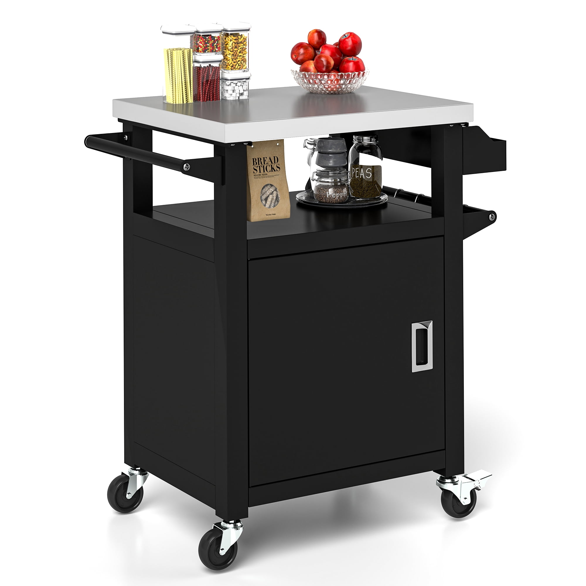 Dextrus 25Inch Outdoor Rolling Grill Cook Station Cart with Stainless ...