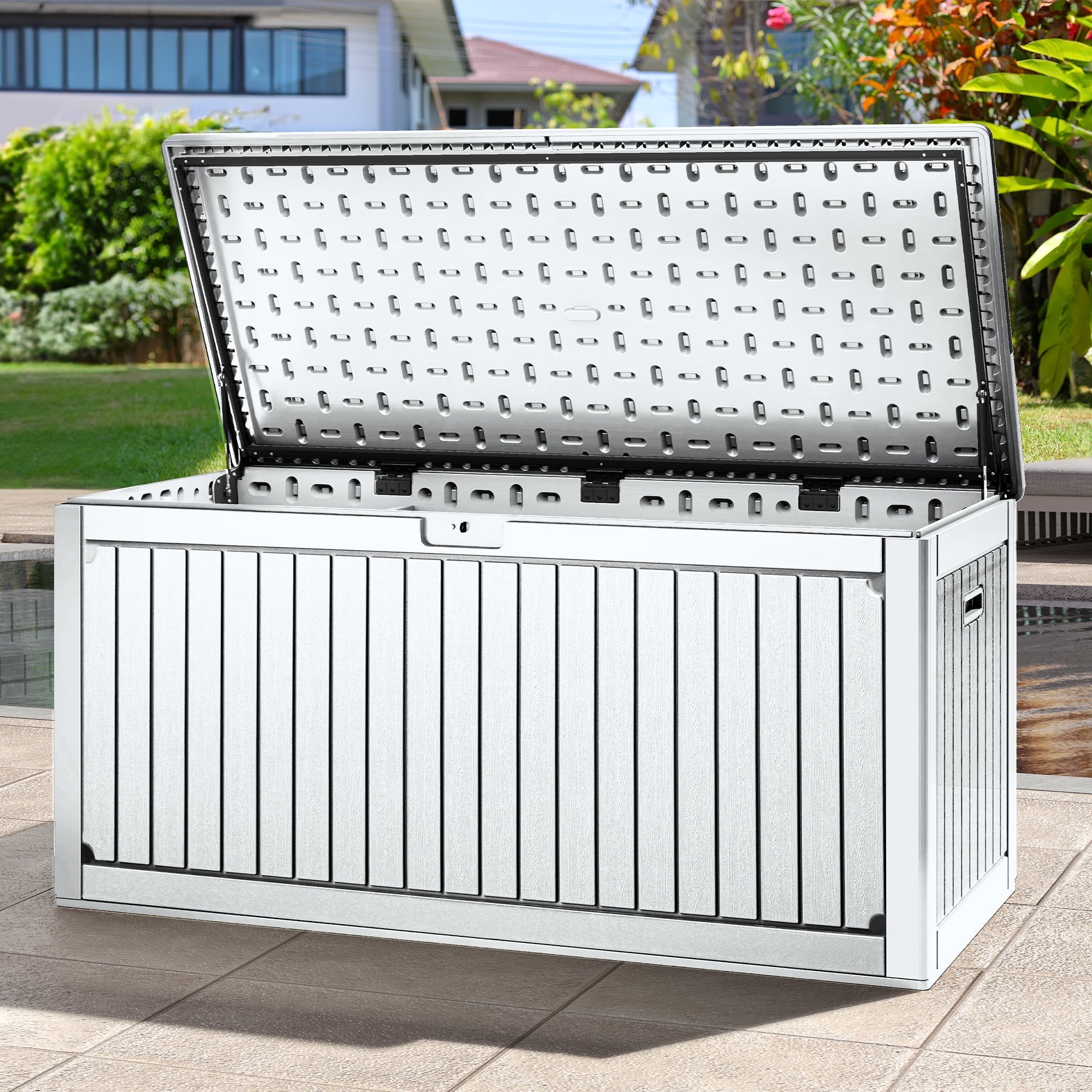 Dextrus 260 Gallon Outdoor Patio Deck Box, Large Double-Wall Resin ...