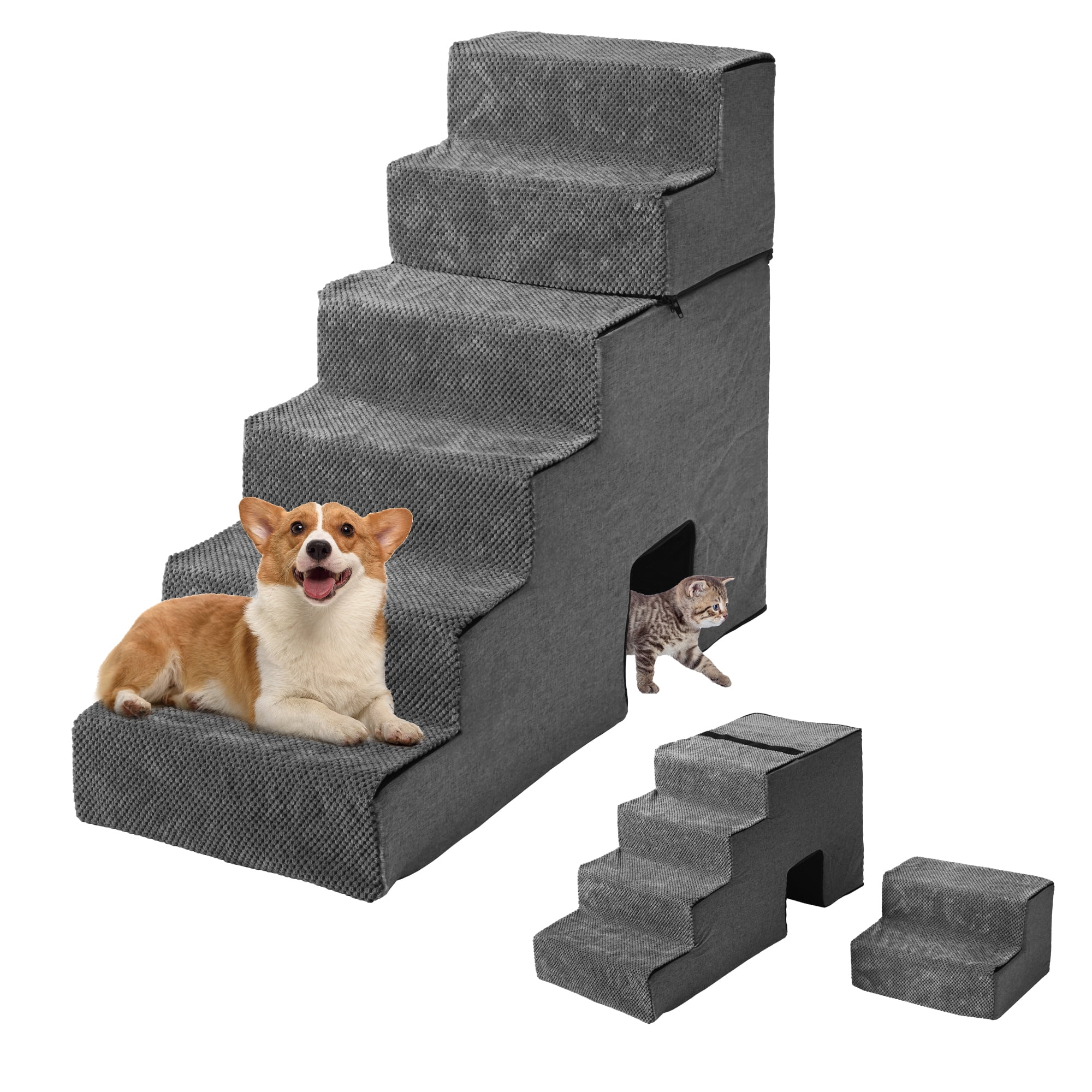 Dextrus 28"Dog Stairs for High Bed and Sofa, 6-Step Non-Slip Stable Pet ...
