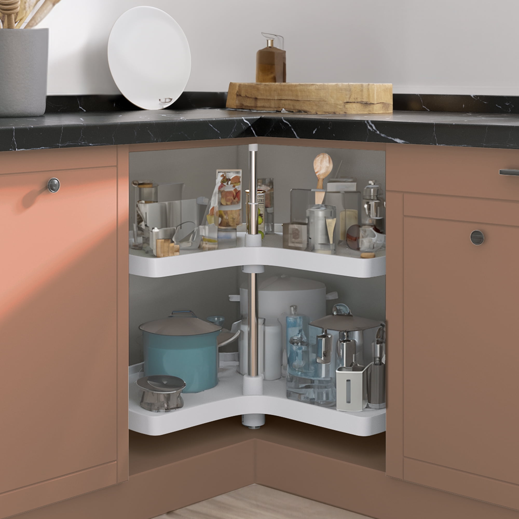 Free Shipping! Dextrus 28-Inch Kidney Shaped Pie Cut 2-Shelf Lazy Susan ...