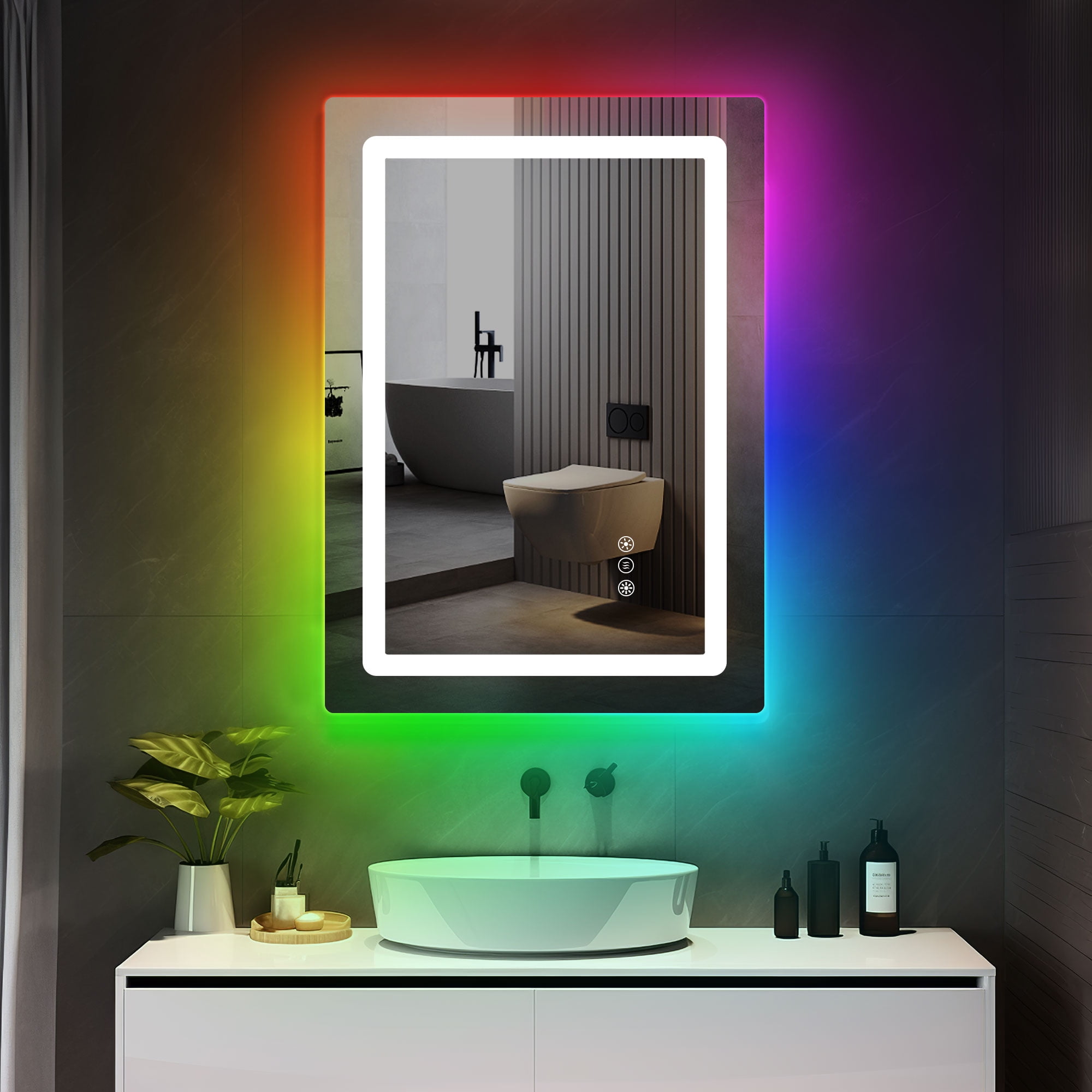 Dextrus 28 x 20 Wall Mounted Lighted Vanity Mirror LED Bathroom Mirror ...