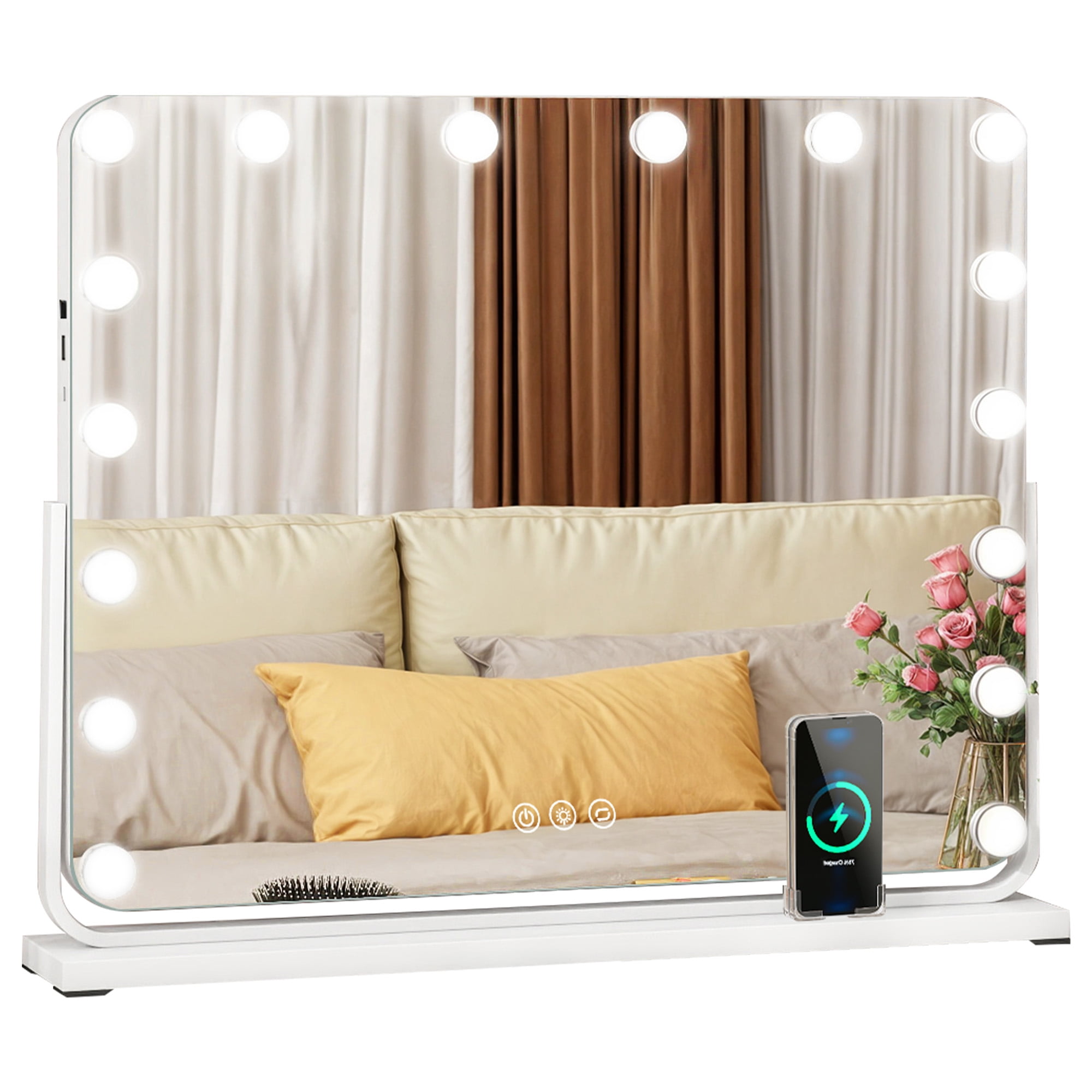 Dextrus 28''x22'' Vanity Mirror with Lights & USB, Hollywood Vanity ...