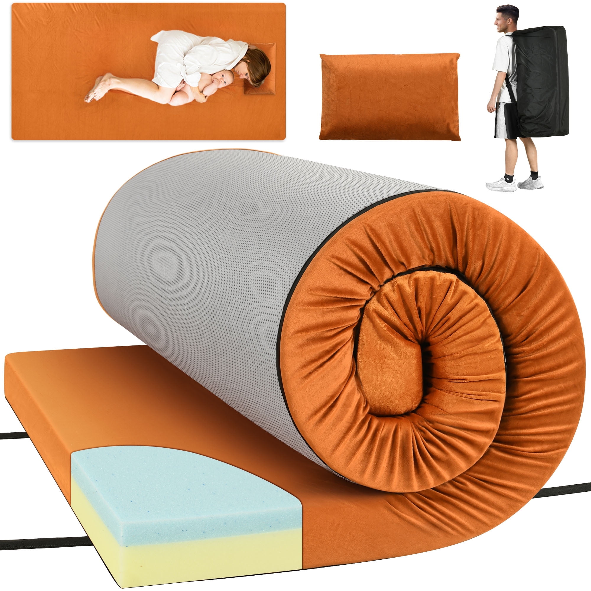 Dextrus 3.5inch DWVO Memory Foam Camping Pad Futon Mattress Full Thick ...