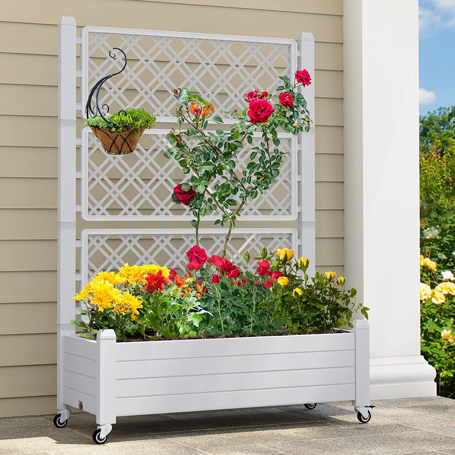 Dextrus 3.6x1.5x5FT Elevated Raised Garden Bed with Trellis and ...