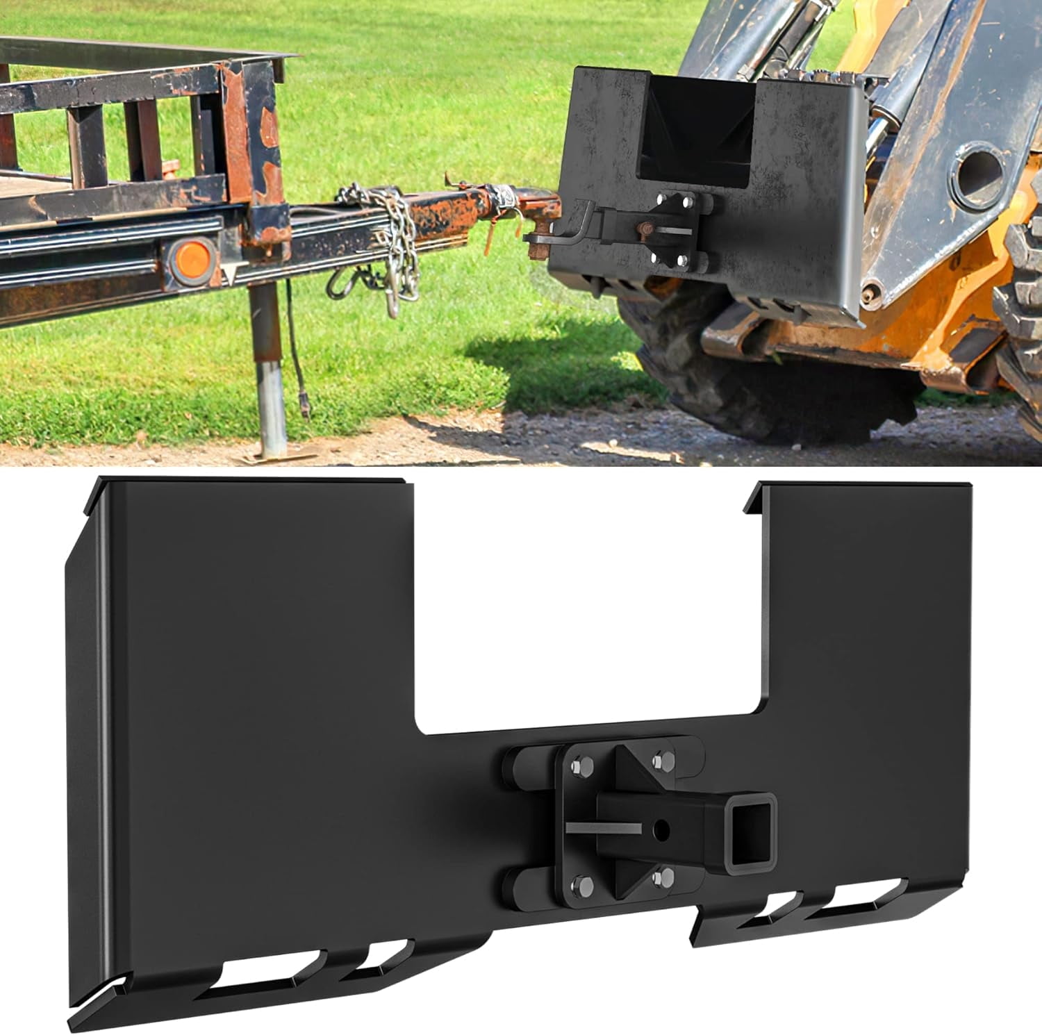 Dextrus 3/8" Thick Skid Steer Mount Plate with 2" Detachable Trailer ...