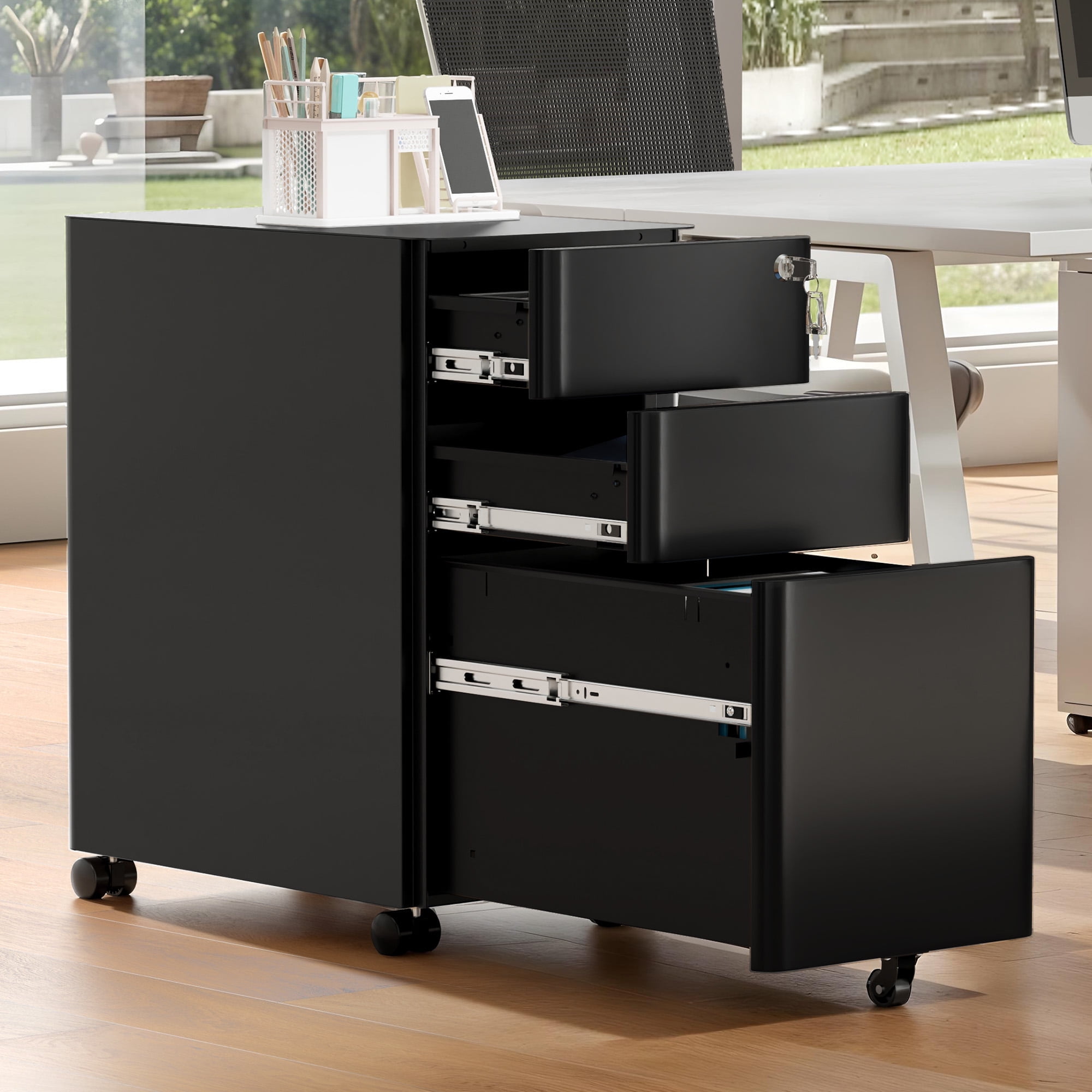 Dextrus 3-Drawer Lockable File Cabinet for A4/Letter/Legal Size Folder ...
