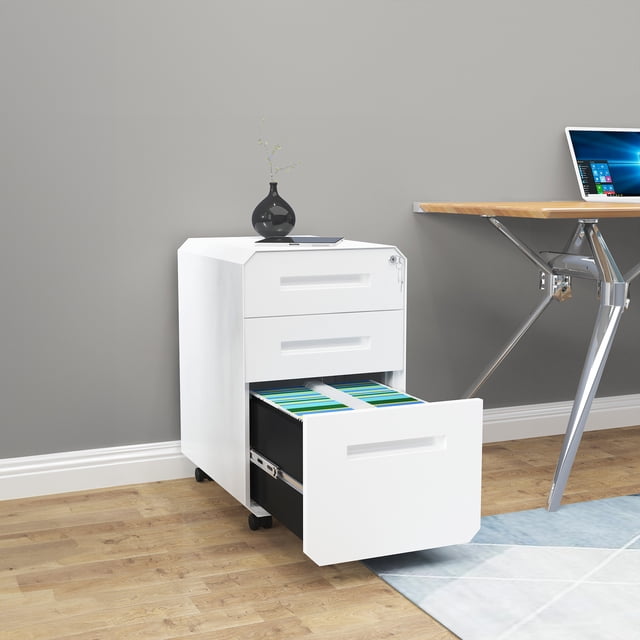 Dextrus 3-Drawer Lockable Metal Filing Cabinet with Divider and Pencil ...