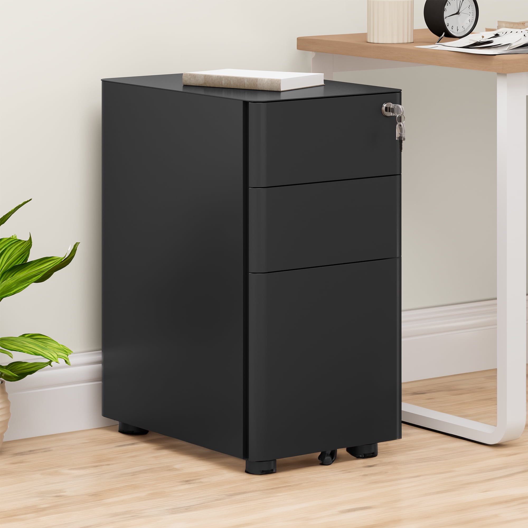 Dextrus 3-Drawer Metal Filing Cabinet for Office Storage, Mobile ...