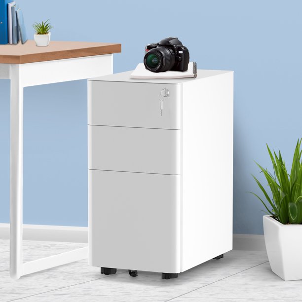 Dextrus 3-Drawer Metal Office Filing Cabinet, Compact Portable and ...