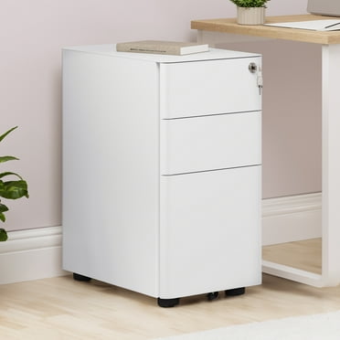 IKIMI Lockable Rolling Office 3 Drawer Mobile File Cabinet, Under Desk ...