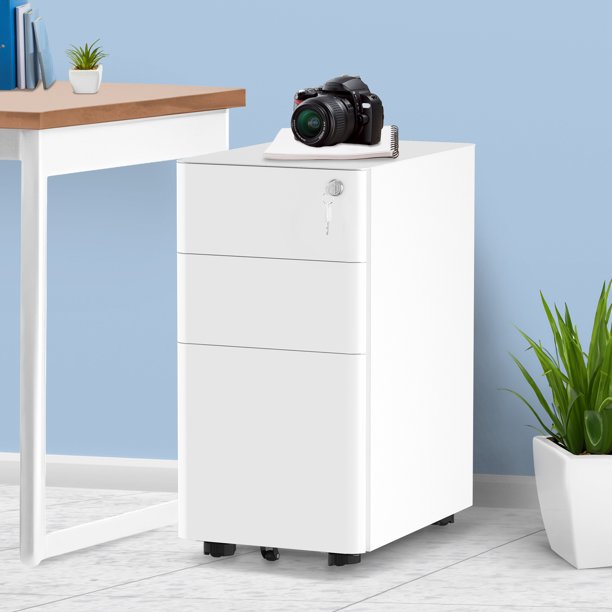 Dextrus 3-Drawer Metal Office Filing Cabinet, Compact Portable and ...