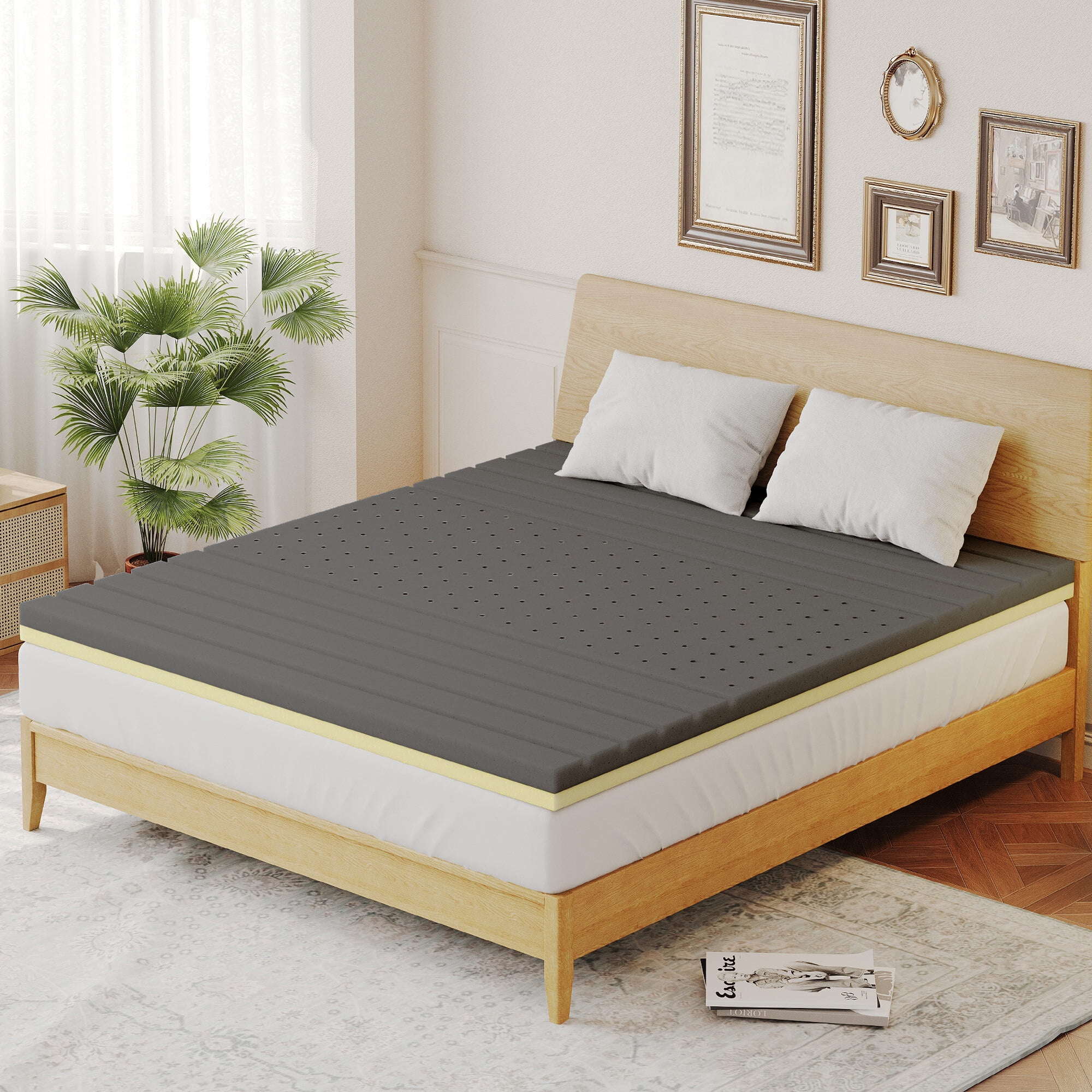 Dextrus 3" King Memory Foam Mattress Topper, Bed Topper Mattress Pad ...