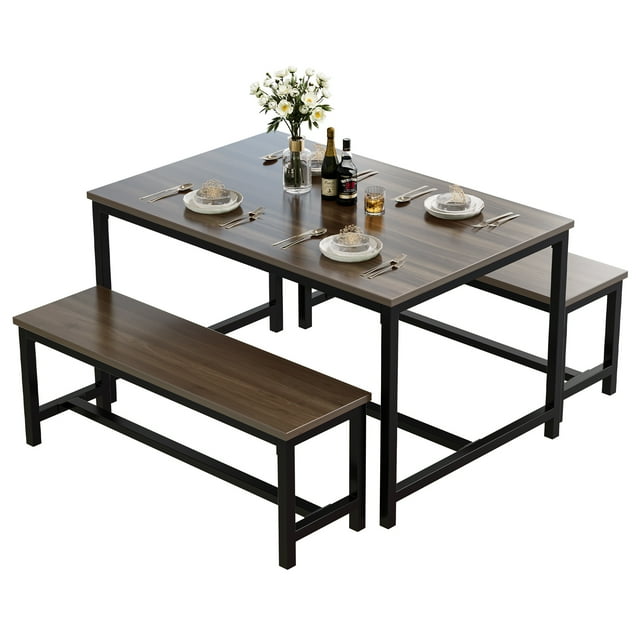 Dextrus 3-Piece Dining Table Set, 45in Rectangular Dining Table and 2 ...