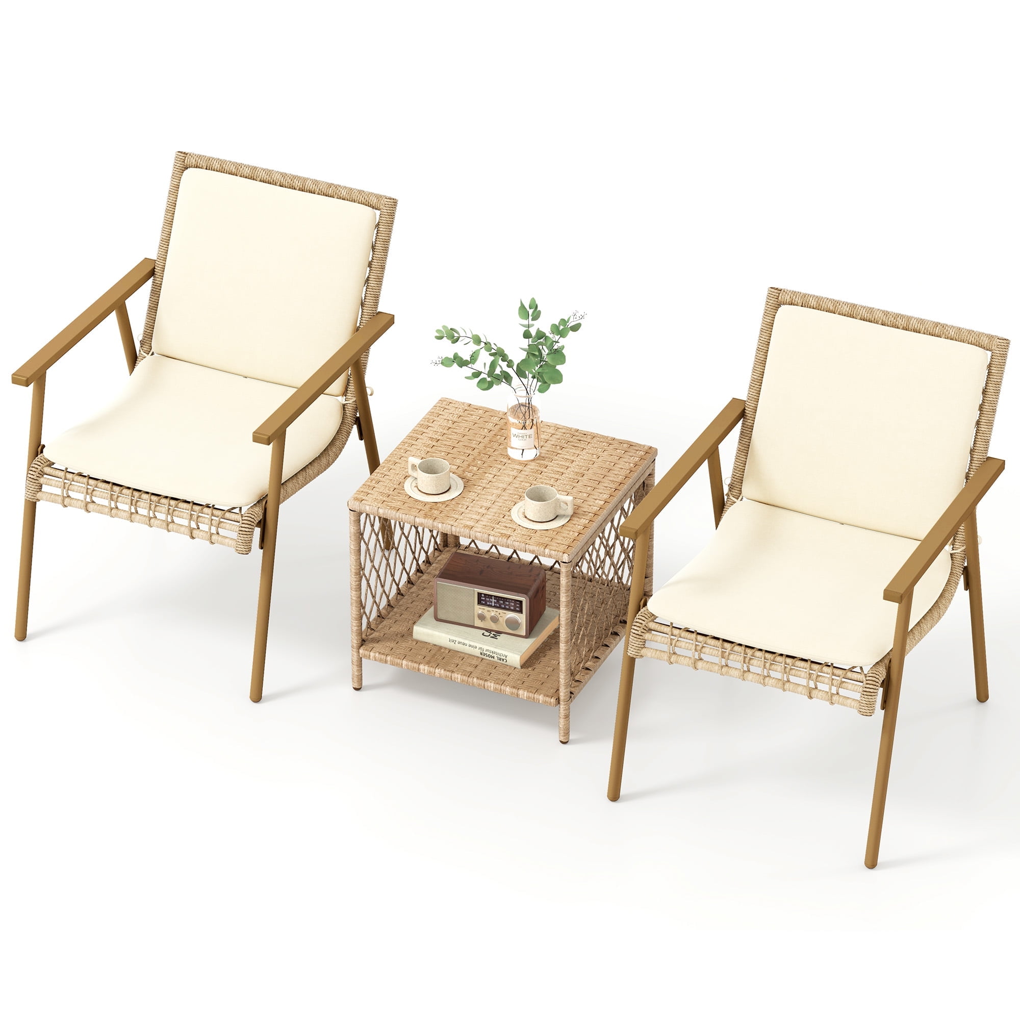 Dextrus 3 Pieces Patio Bistro Set, Outdoor Boho Furniture Sets ...