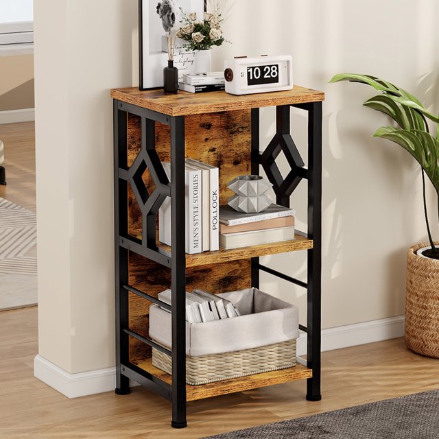 Dextrus 3-Tier Bookshelf, Famhouse Small Bookshelf for Small Space ...