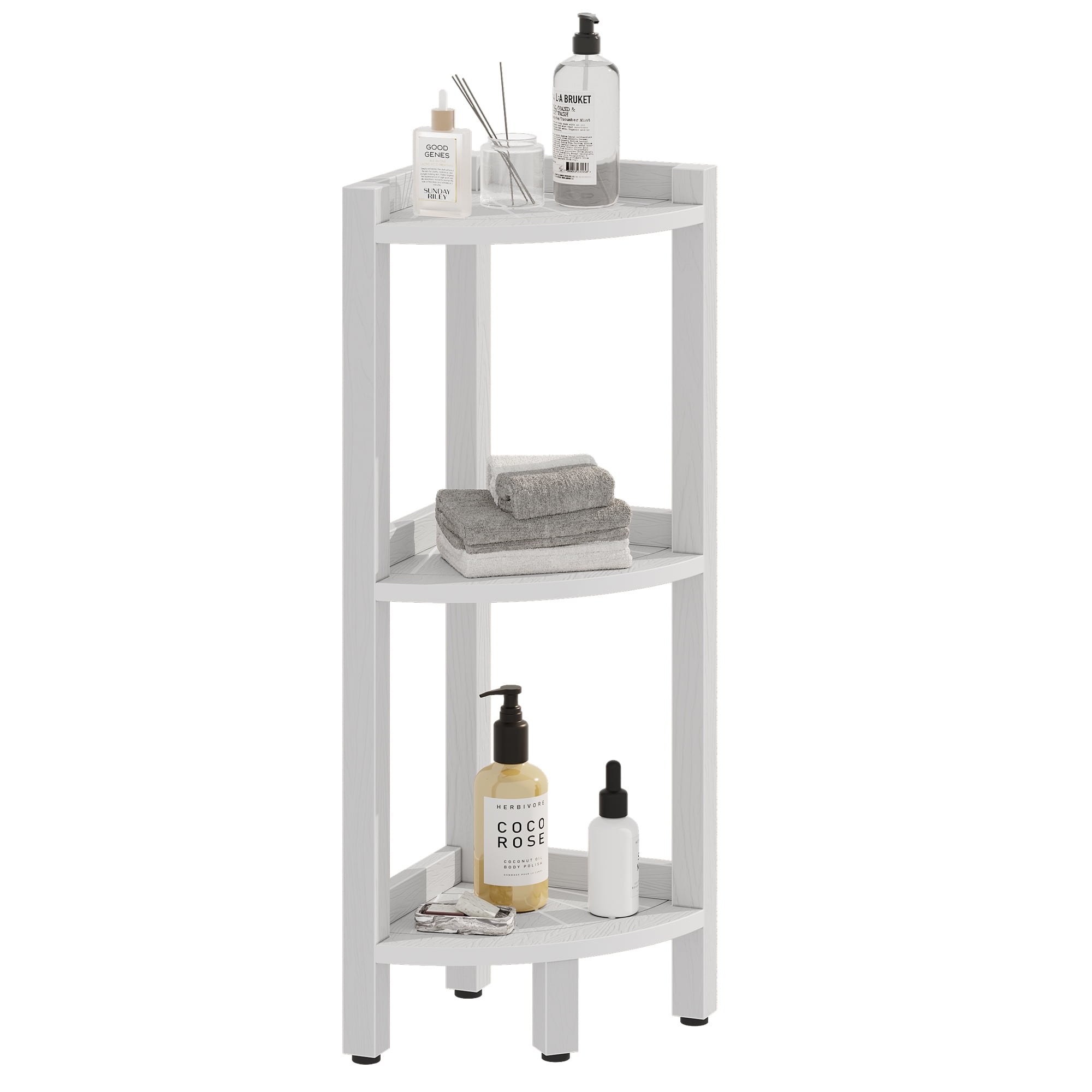 DEXTRUS 3-Tier Corner Shelf Poly Lumber Corner Shower Bench Bathroom ...