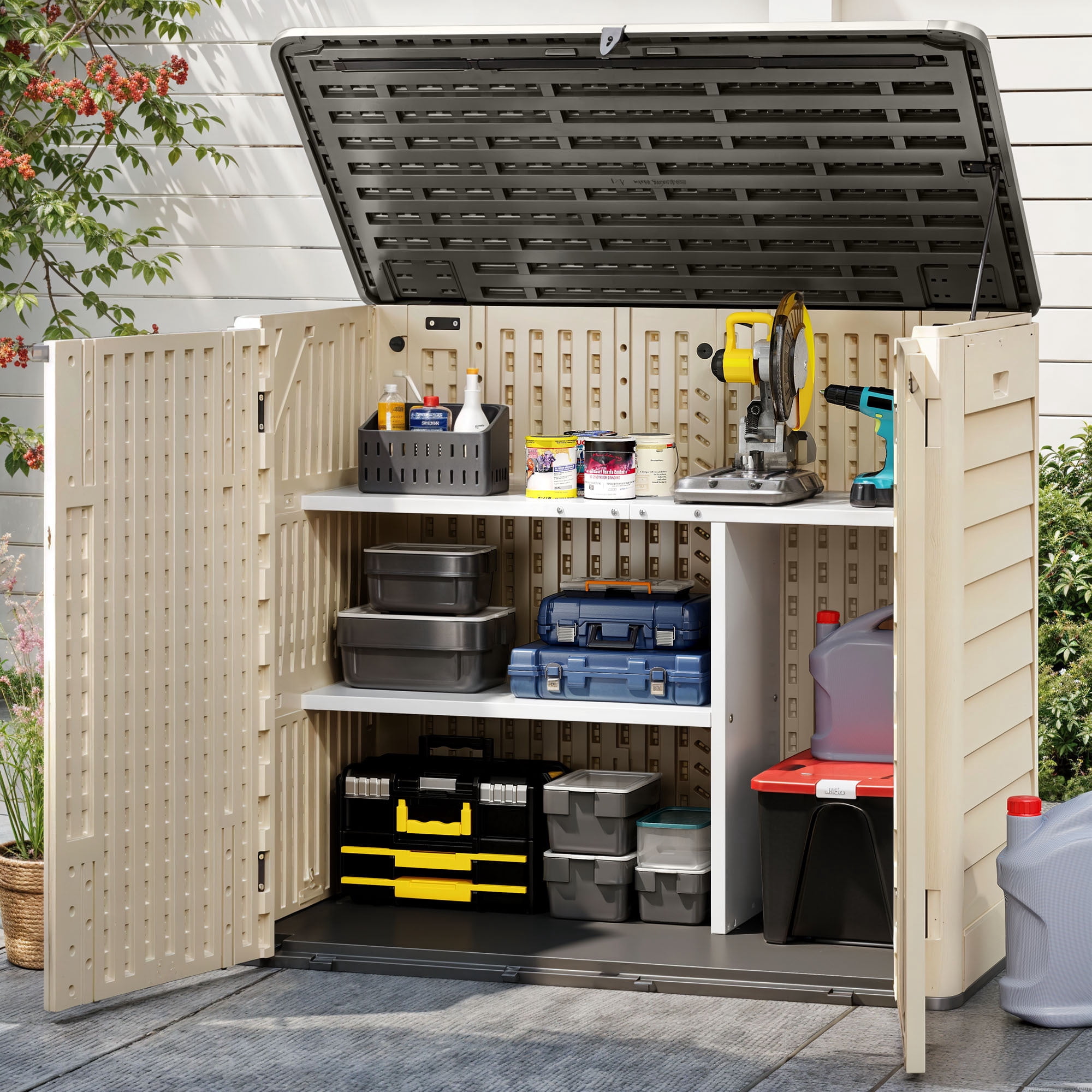 Dextrus 30 CuFt Waterproof Metal Shed Shelf, Space Saving Storage Rack ...